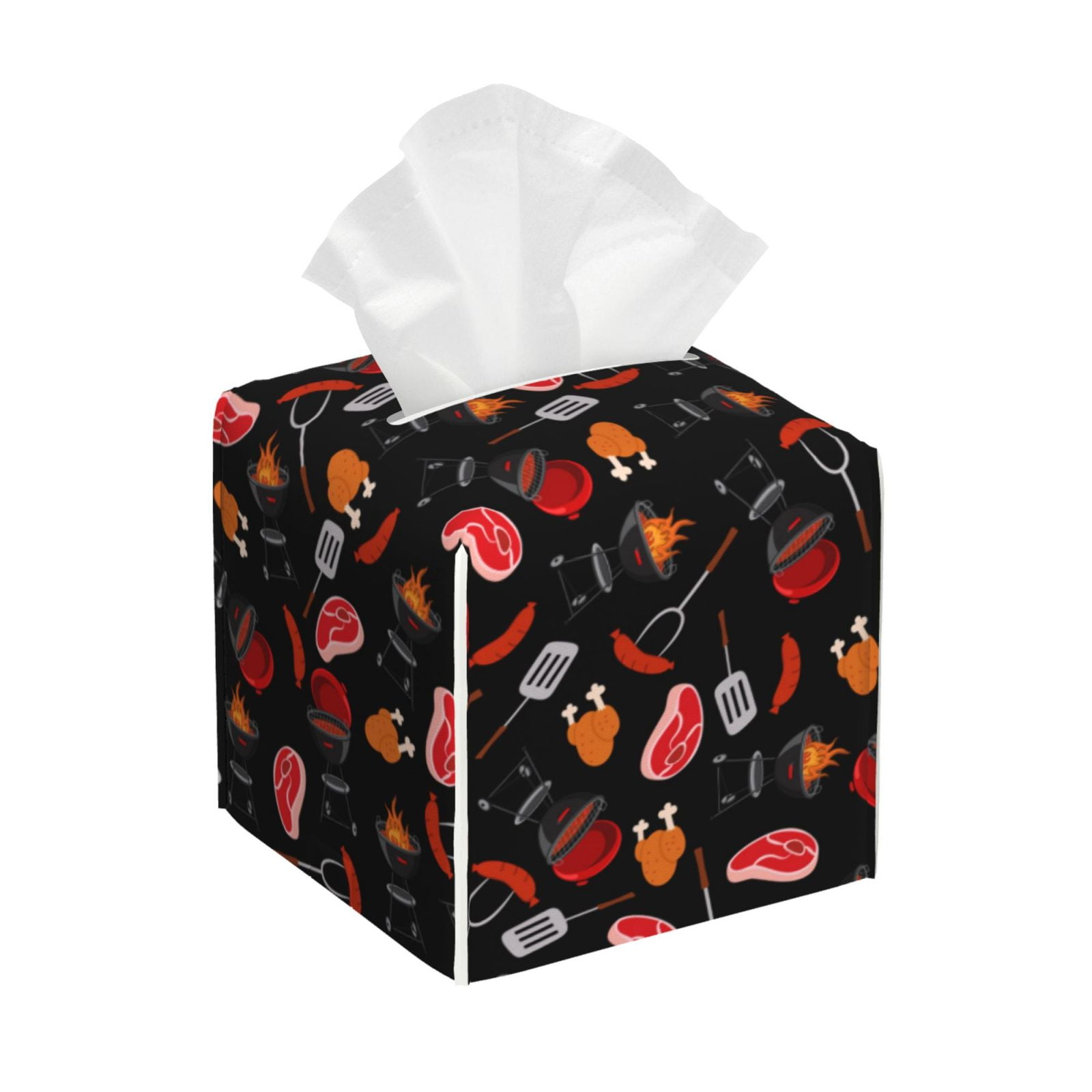 Lukts BBQ for Leather Tissue Box Cover Square，Decorative Faux Leather ...