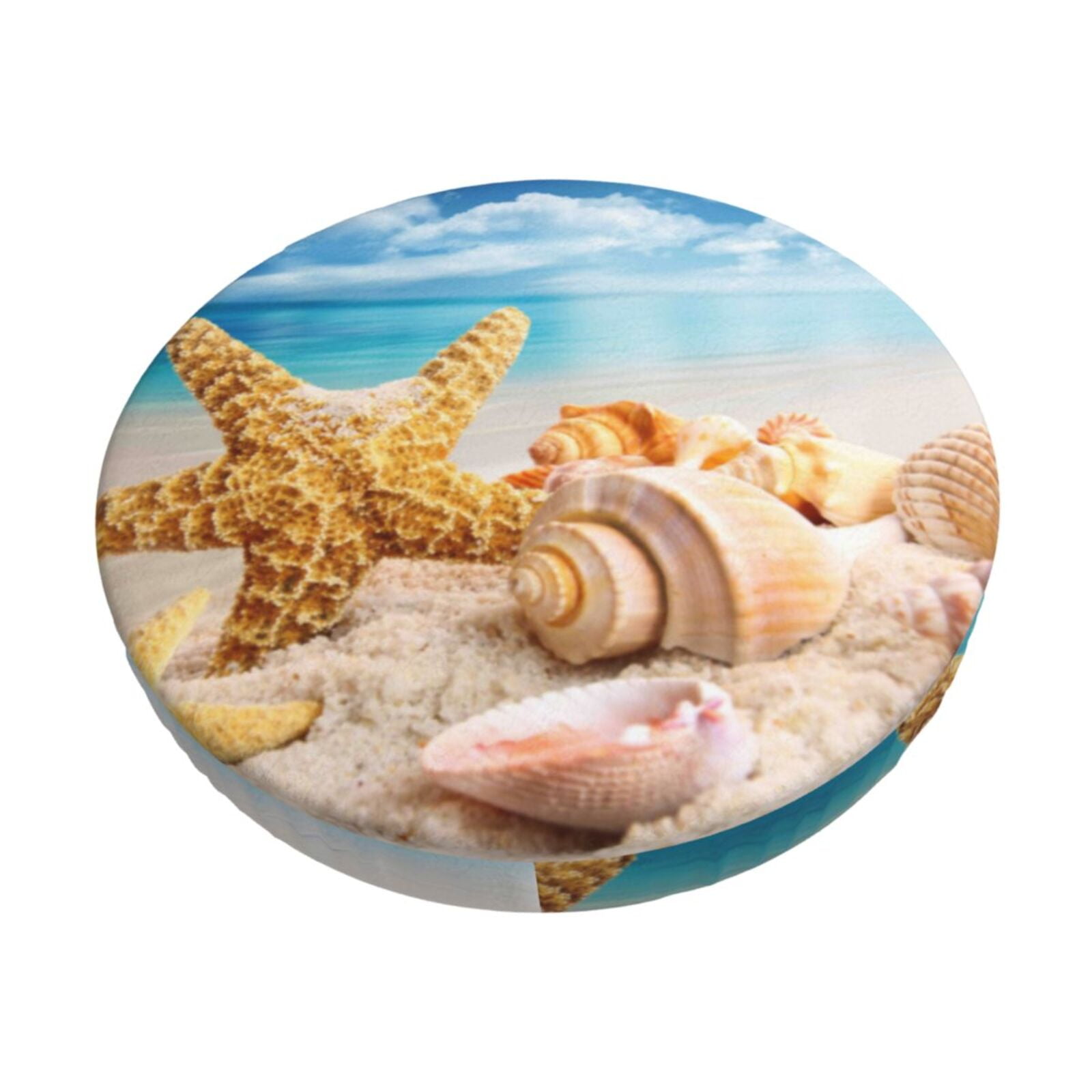 Lukts Beach Starfish Shell Bar Stool Covers 12"-14" Round Crease ...