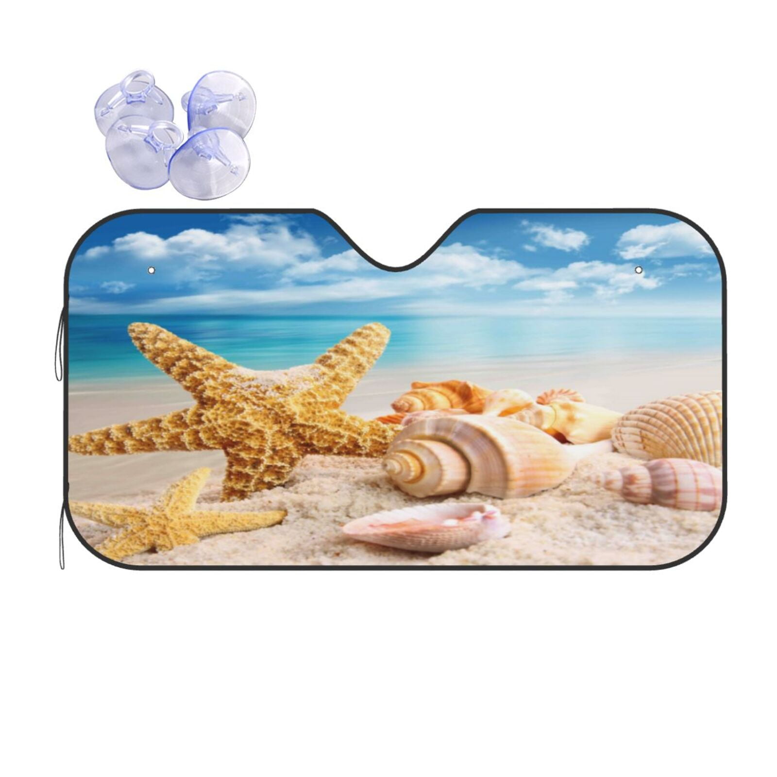 Lukts Beach Starfish Shell Car Windshield Sun Shade With Storage Pouch ...