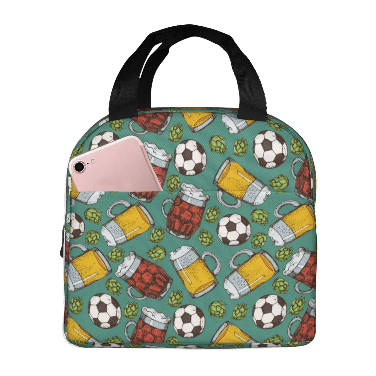 Lukts Beer And Soccer Print Lunch Bag Lunch Box for Women Men Reusable ...