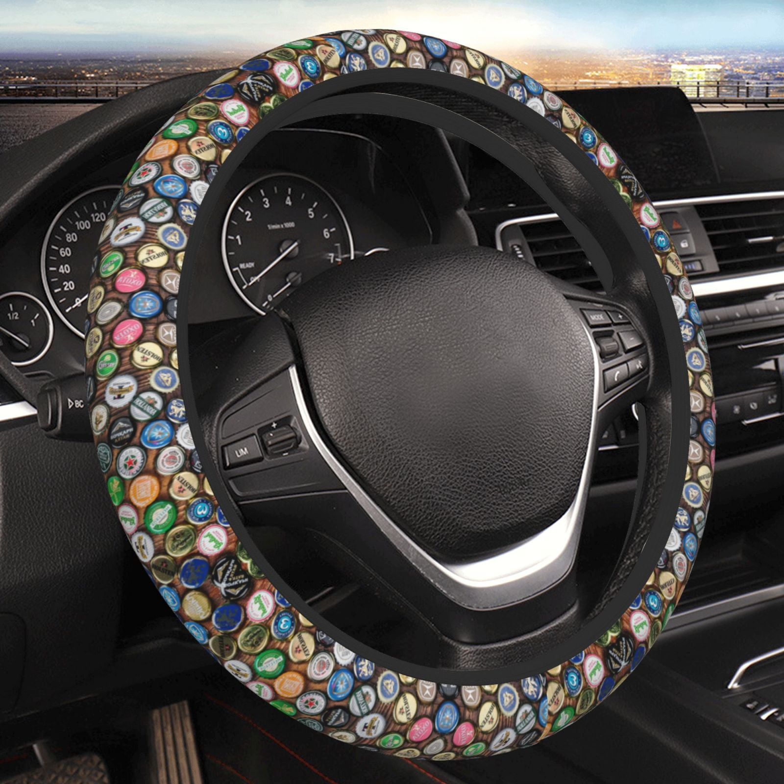 Lukts Beer Caps Steering Wheel Cover,Stretch Elastic Universal 15 In ...