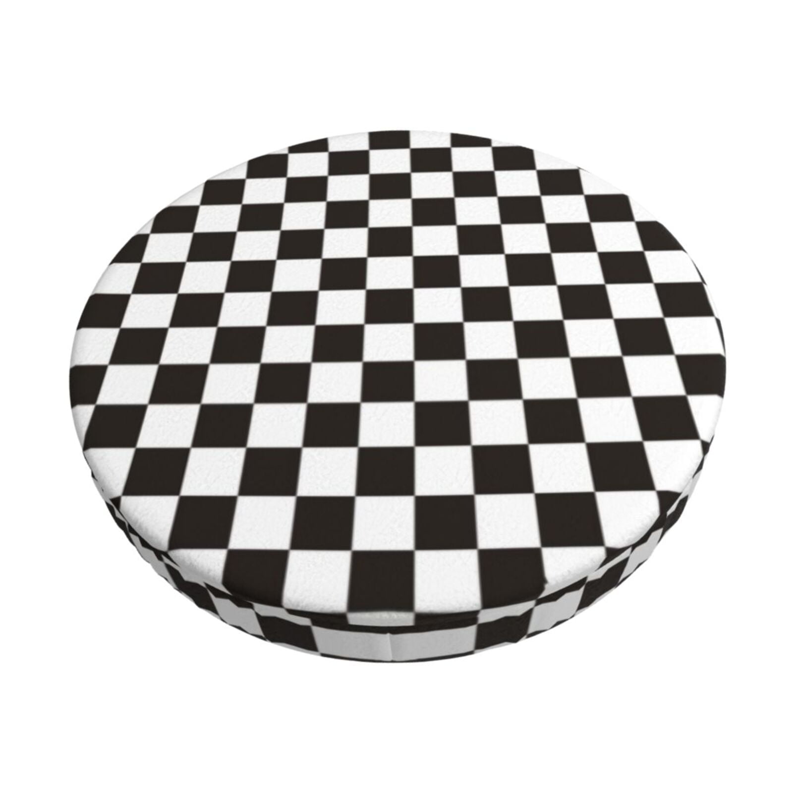 Lukts Black And White Checkerboard Bar Stool Covers 12"-14" Round ...