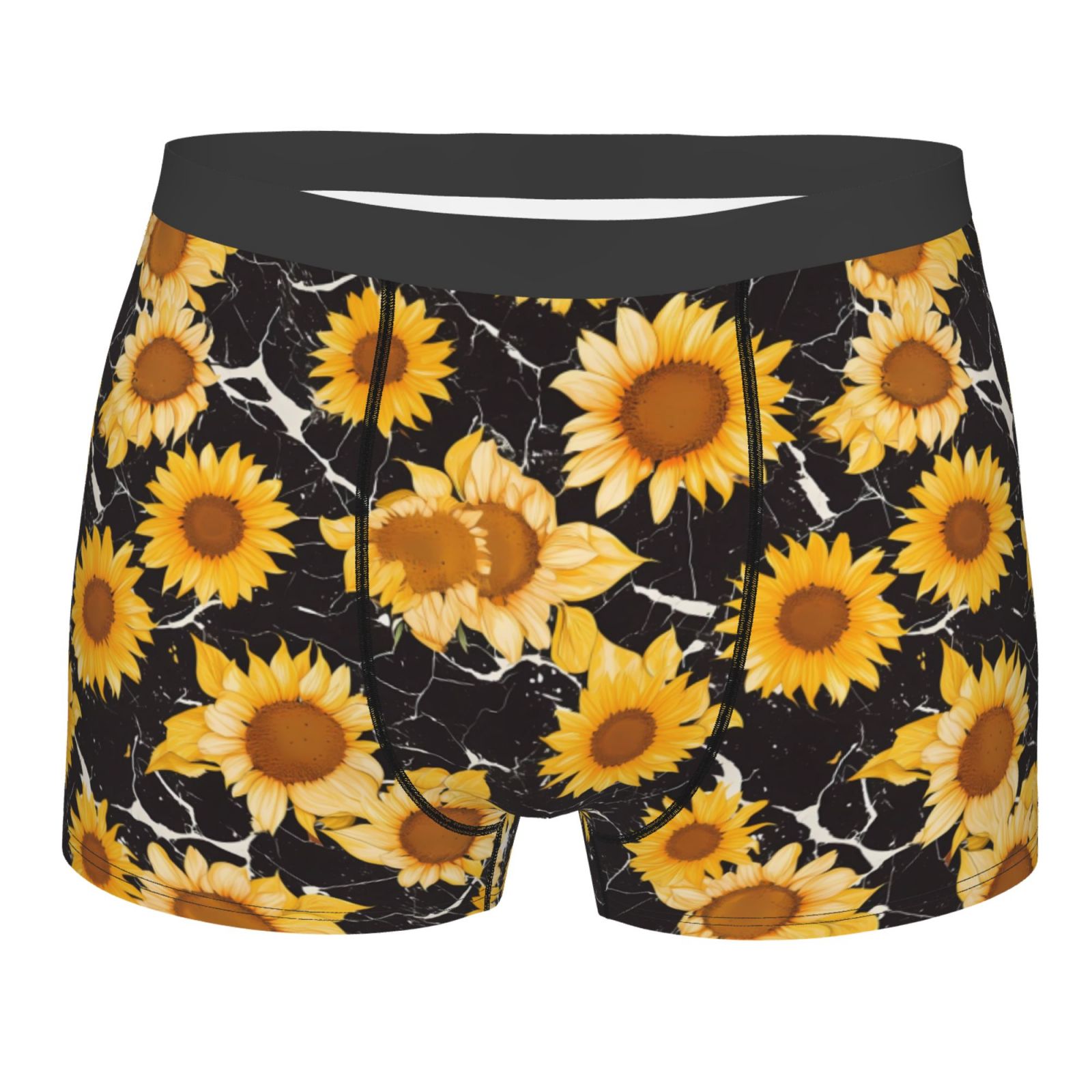 Lukts Black Marble Pattern Sunflower Men's Underwear Covered Waistband ...