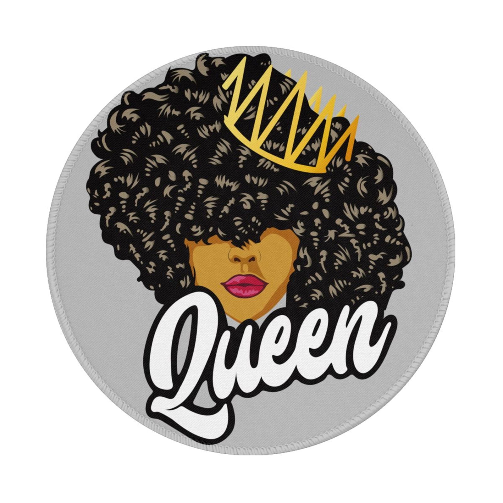 Lukts Black Woman With Crown Character,Queen Girl Print Round Mouse Pad ...
