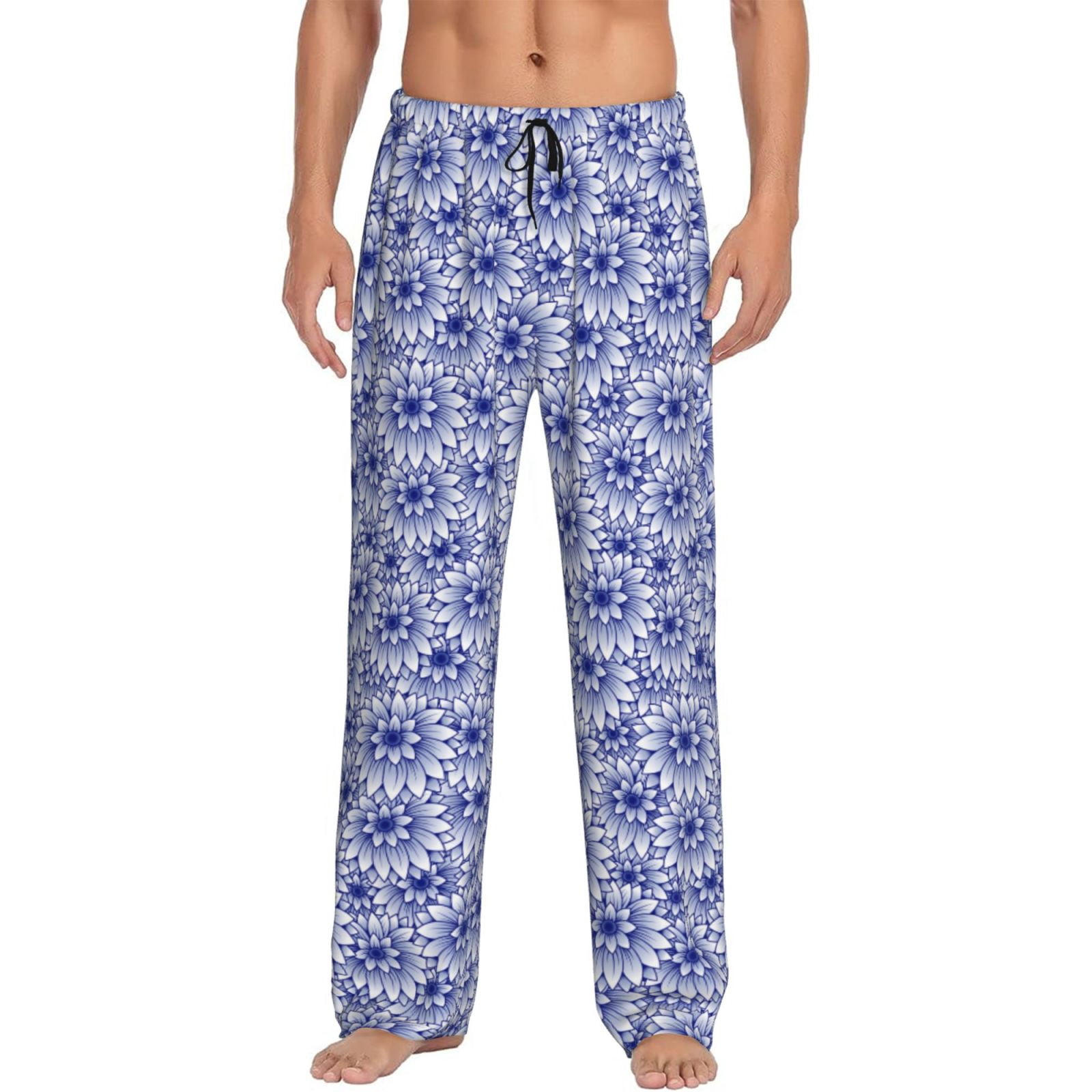 Lukts Blue And White Flowers for Men - Sleek Straight Pajama Pants ...