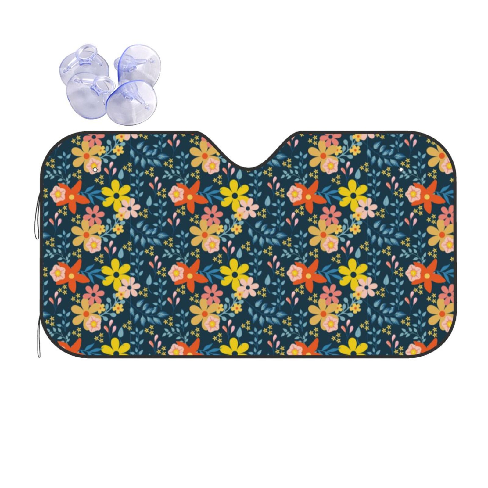 Lukts Blue Floral Car Windshield Sun Shade With Storage Pouch,Foldable ...