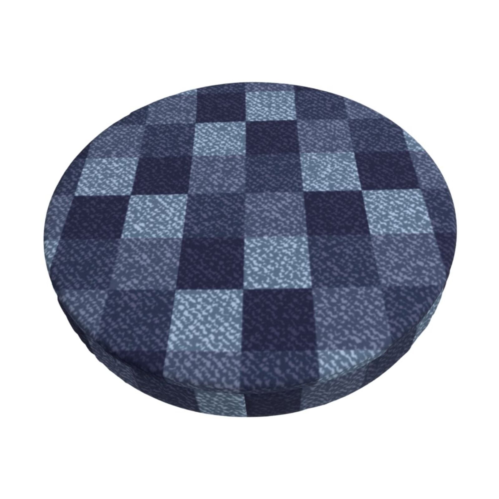Lukts Blue Gingham Buffalo Check Bar Stool Covers 12"-14" Round Crease ...