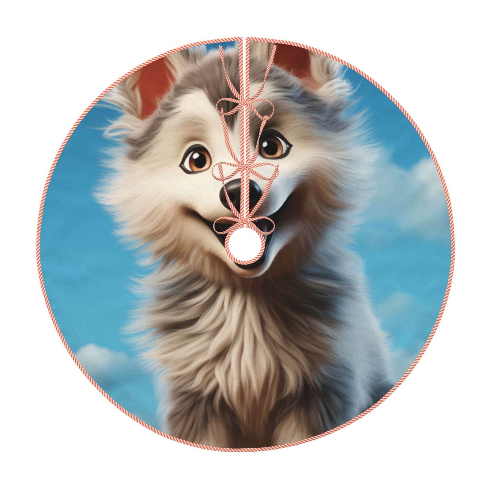 Lukts Blue Sky Cute Wolf print color life Christmas Tree Skirt, Winter ...