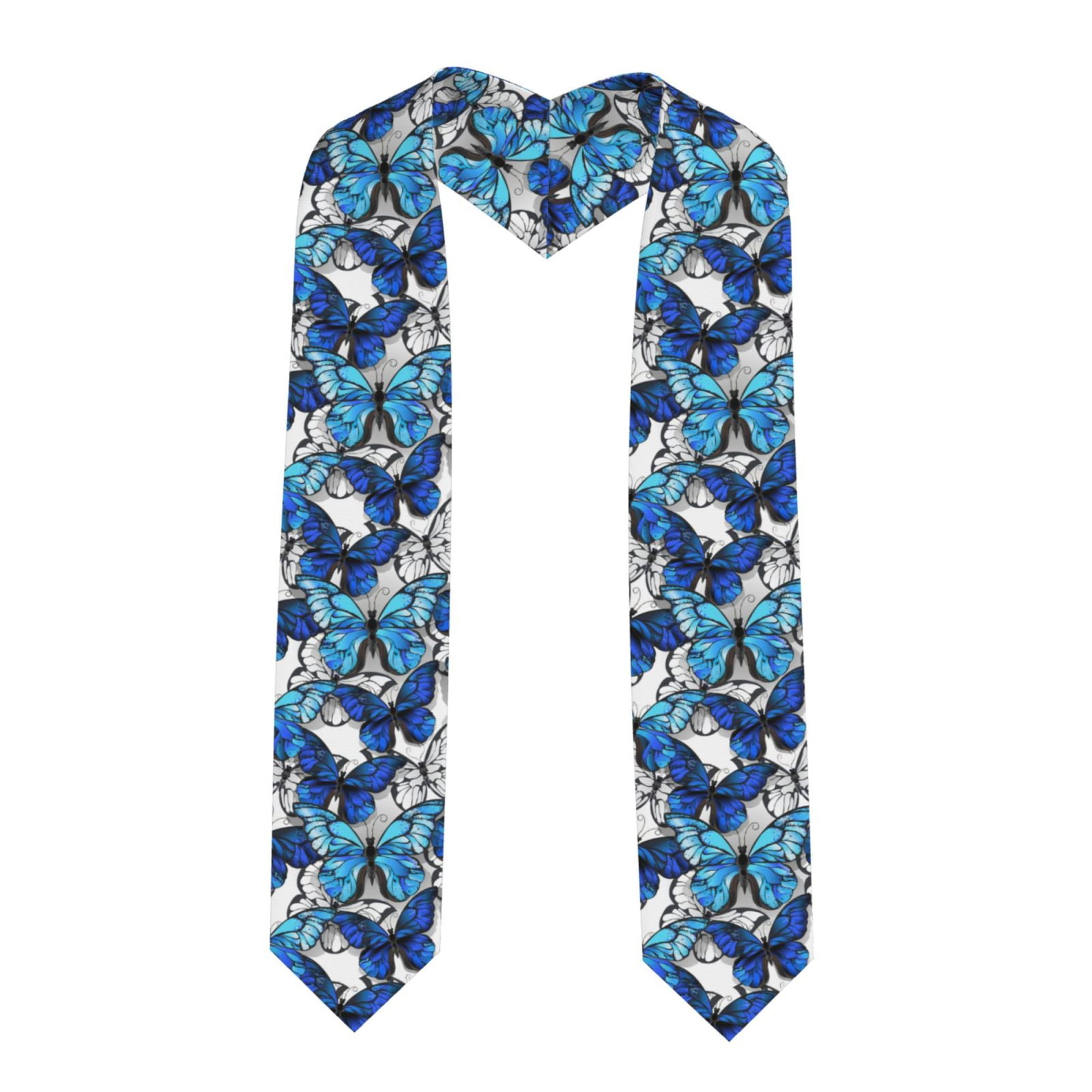 Lukts Blue and White Butterflies for Graduation Shawl Ribbon, Unisex ...