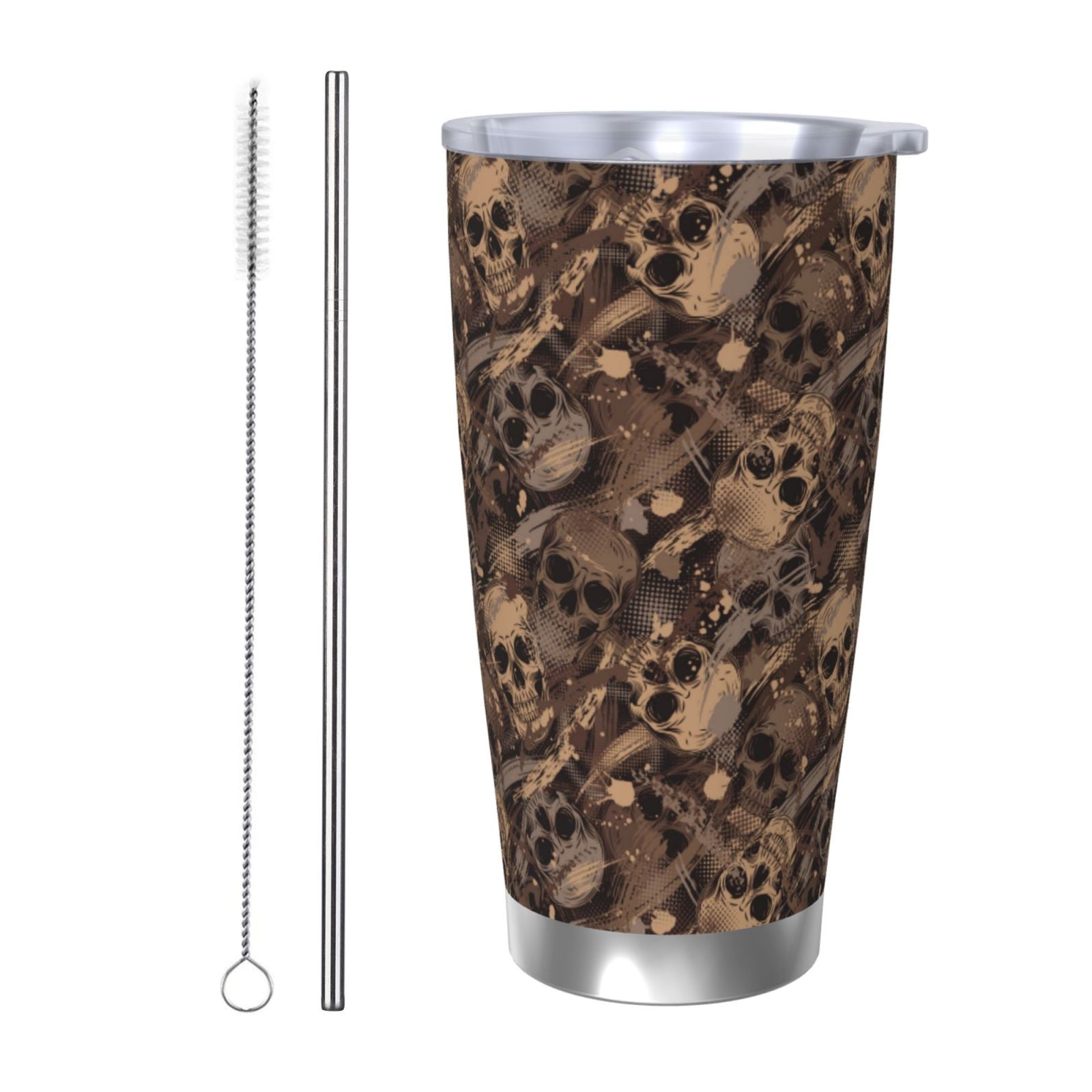 Lukts Brown Camouflage Skull for 20OZ Car Cup, Stainless Steel Direct ...