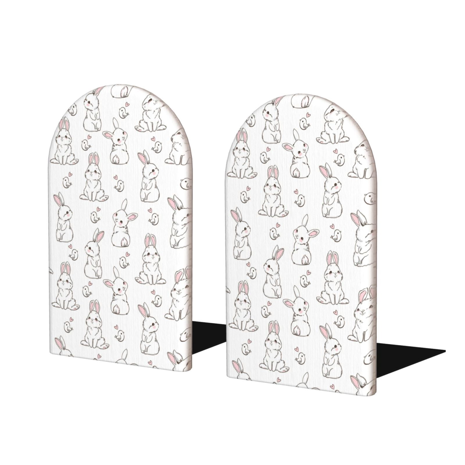 Lukts Bunny And Bird Print Wood Bookends,Non-Skid Bookend for Shelves ...
