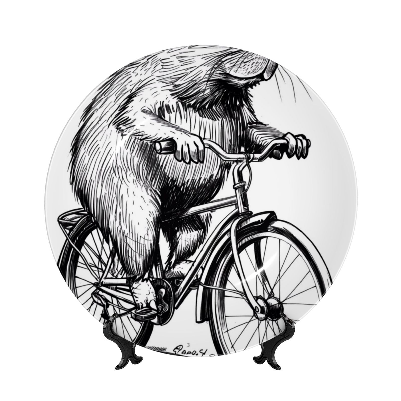 Lukts Capybara Riding Bicycle for Bone China Decorative Plates, Ceramic ...
