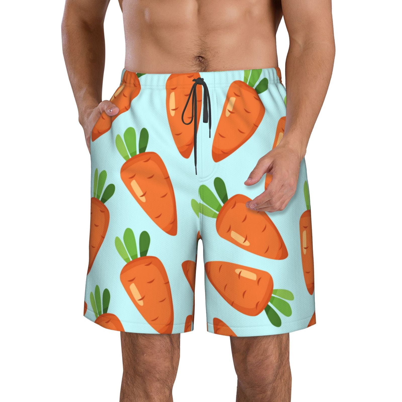 Lukts Cartoon Carrot Mens Swim Trunks Quick Dry Swim Shorts With Funny ...
