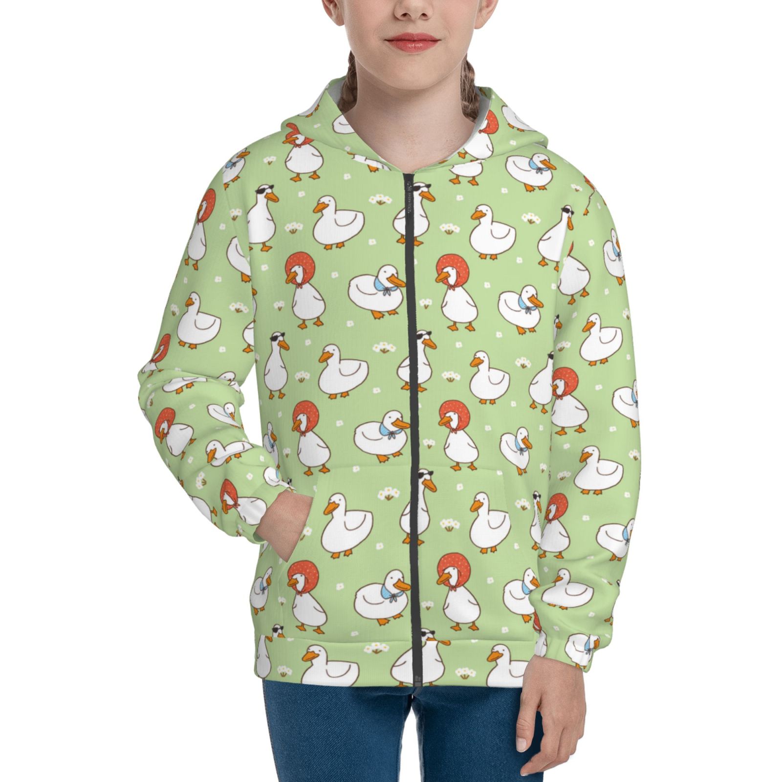Lukts Cartoon Duck Print Hoodies for Teenagers, Sweatshirt with Pockets ...