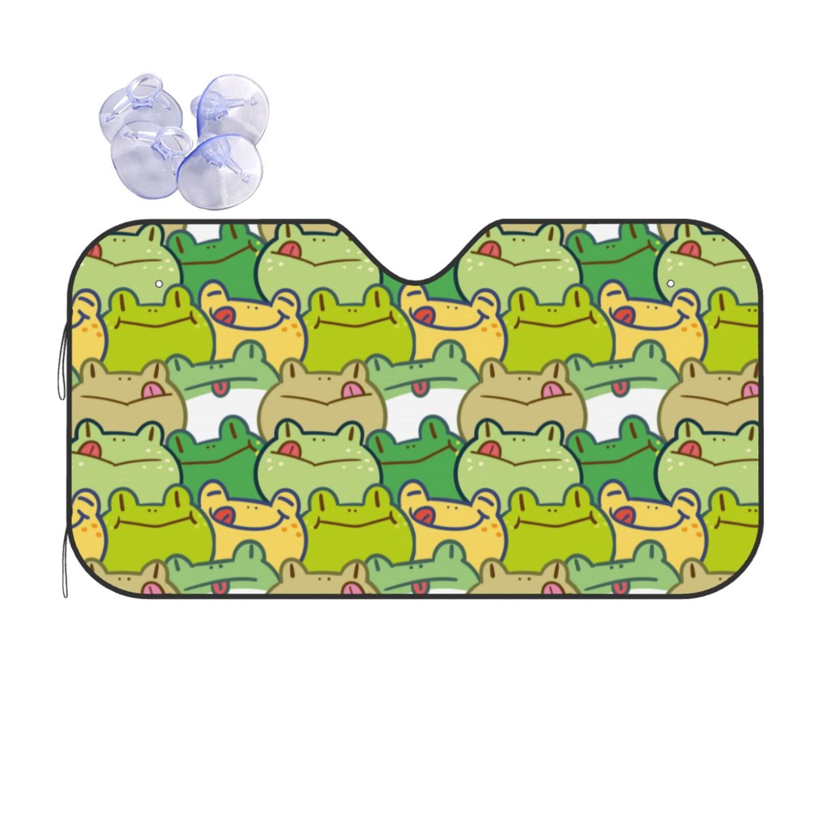 Lukts Cartoon Frog Car Windshield Sun Shade With Storage Pouch,Foldable ...