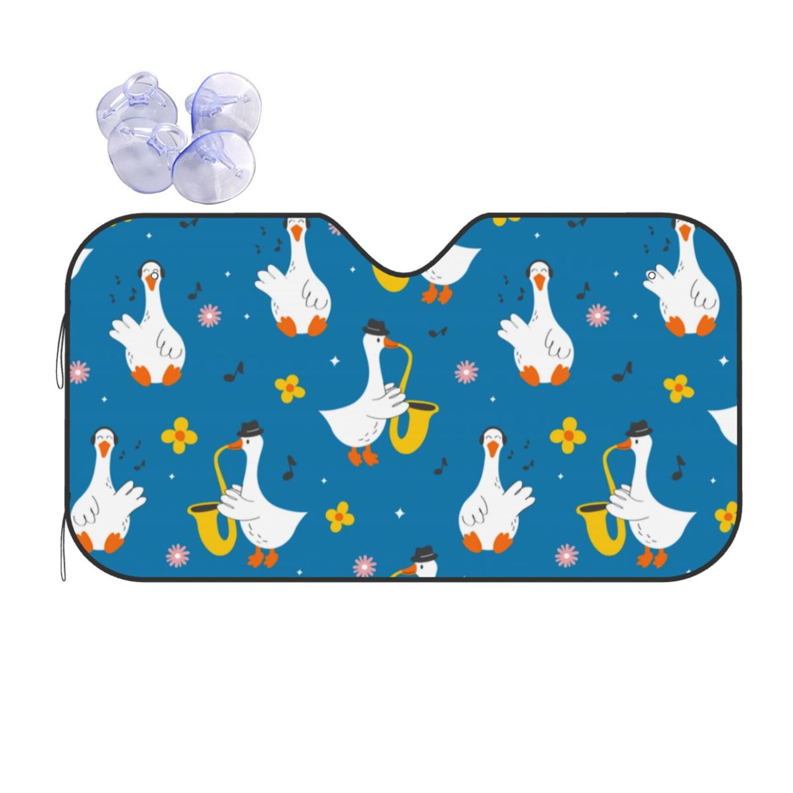 Lukts Cartoon Goose Car Windshield Sun Shade With Storage Pouch ...