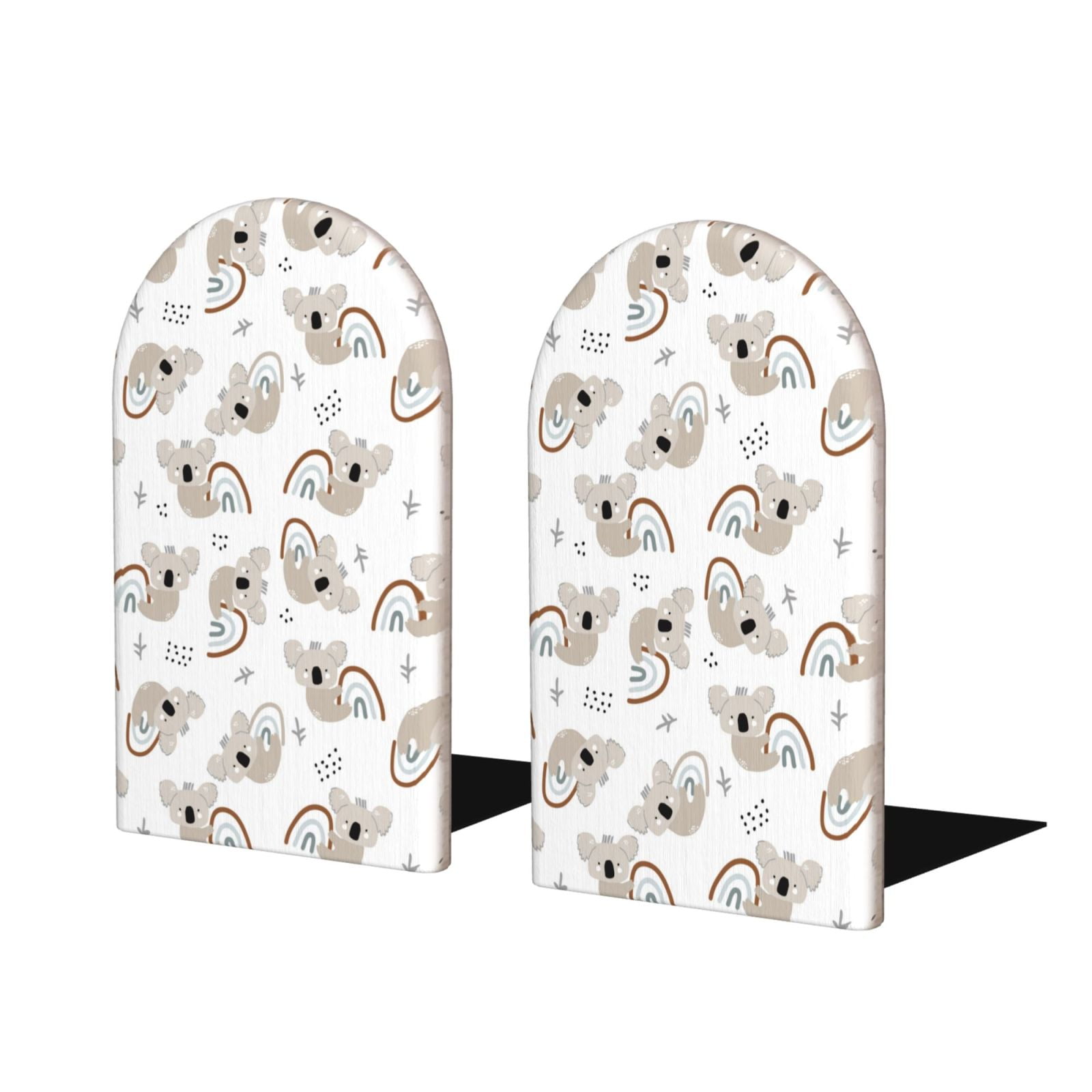 Lukts Cartoon Koala Print Wood Bookends,Non-Skid Bookend for Shelves ...