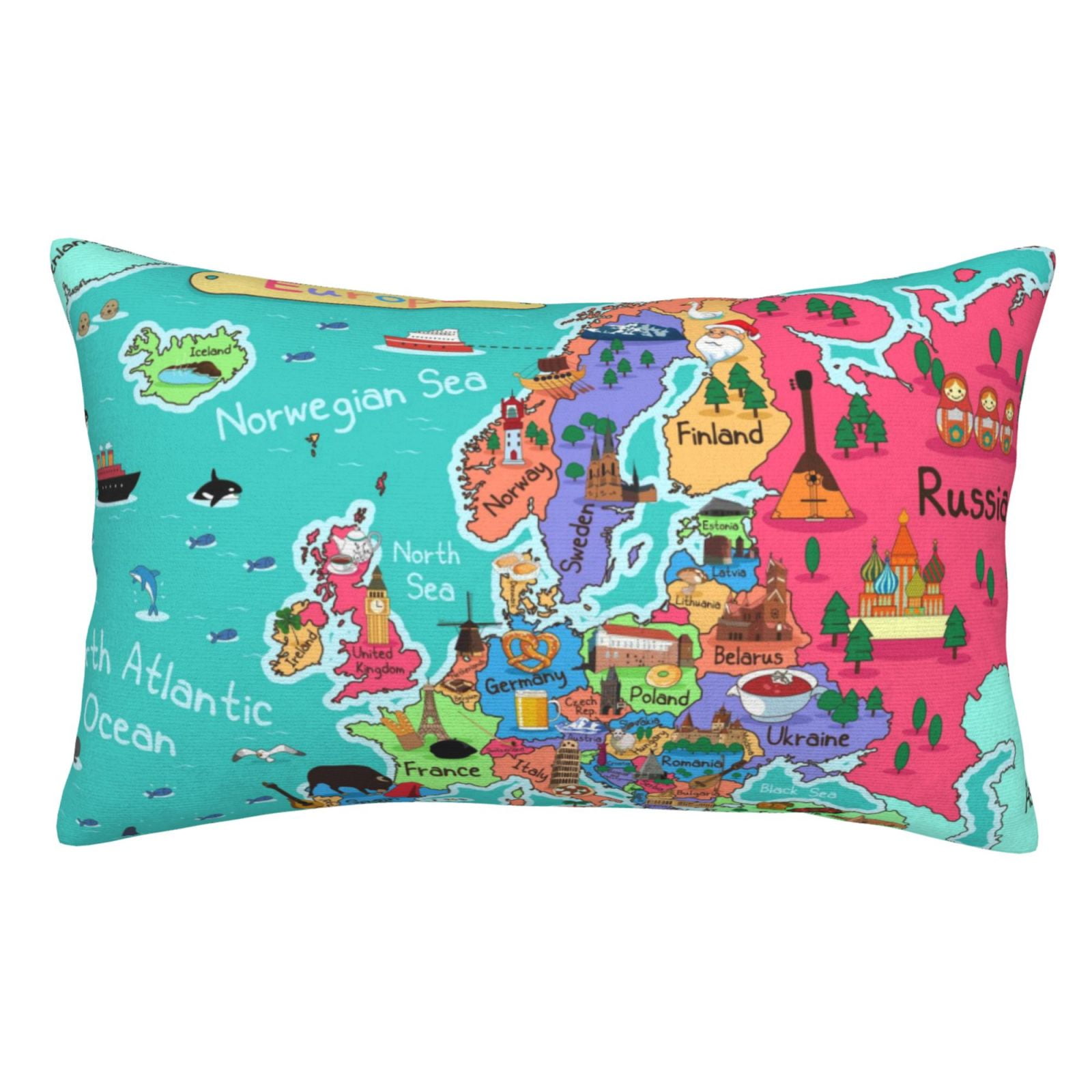 Lukts Cartoon Map Of Europe Pillow Protectors From Dust And Dirt - 20 ...