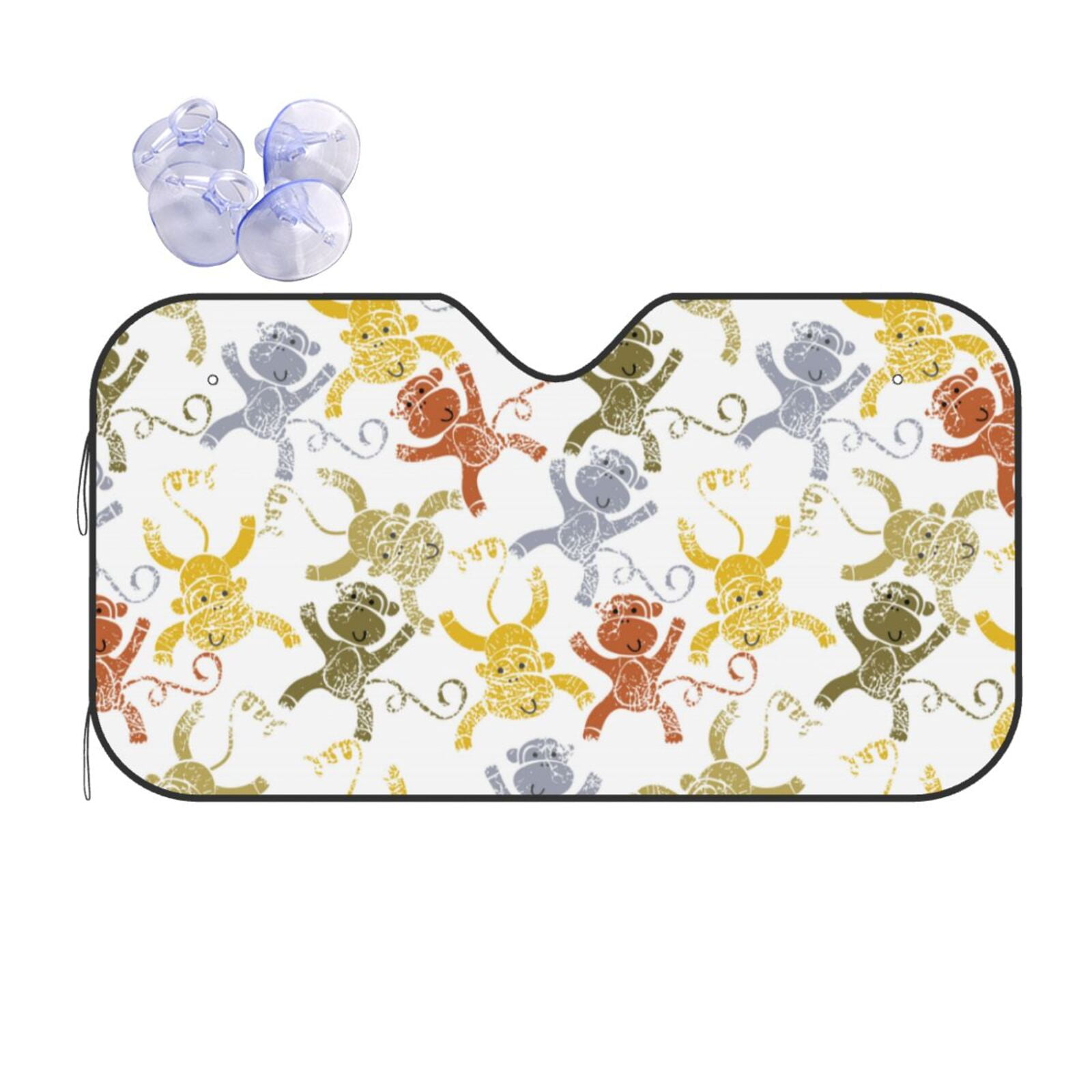 Lukts Cartoon Monkey Car Windshield Sun Shade With Storage Pouch ...