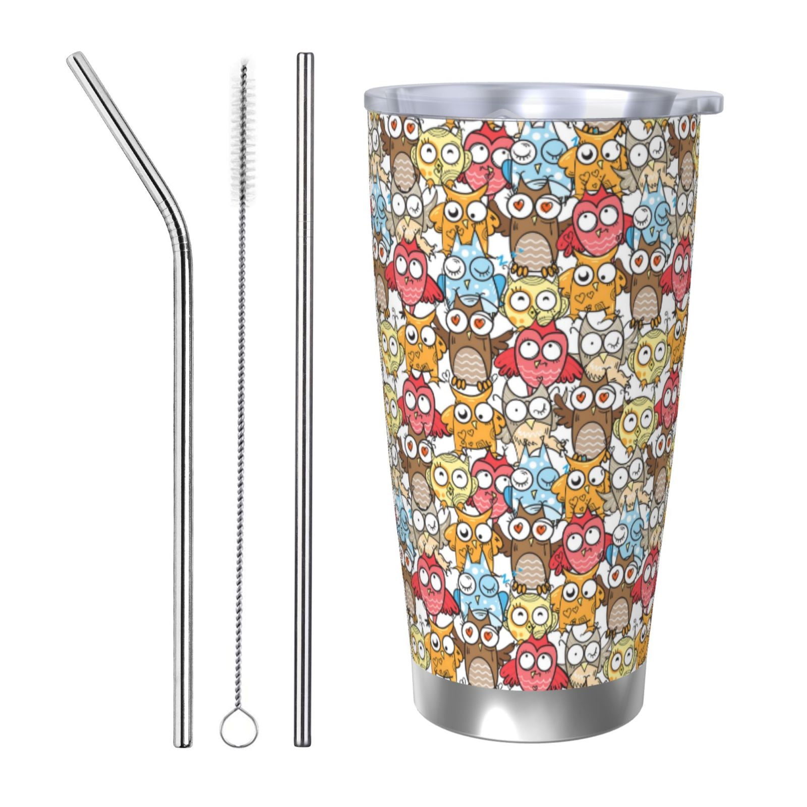 Lukts Cartoon Owls 1 for 20OZ Car Cup, Stainless Steel Direct Drinking ...