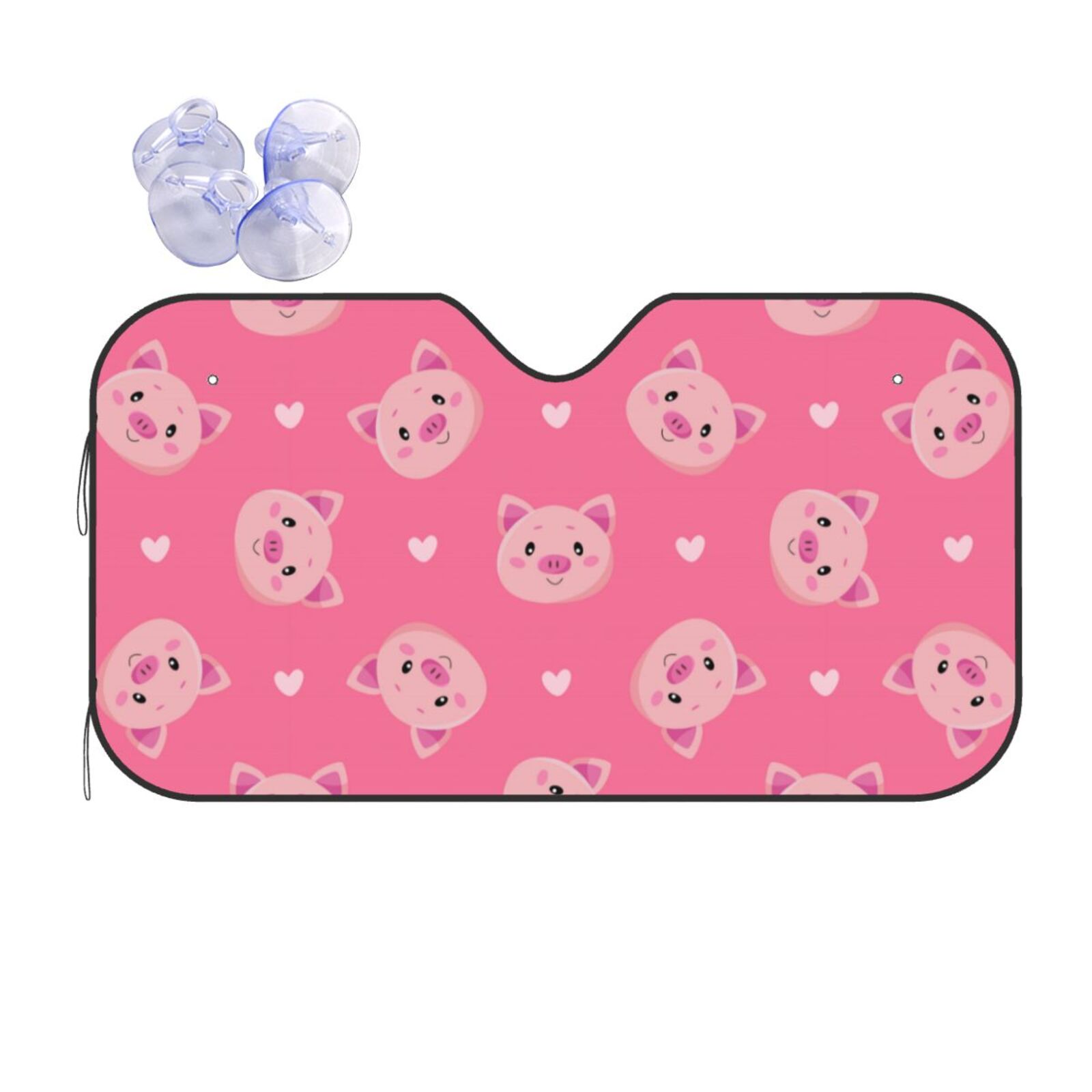 Lukts Cartoon Pigs And Hearts Car Windshield Sun Shade With Storage ...