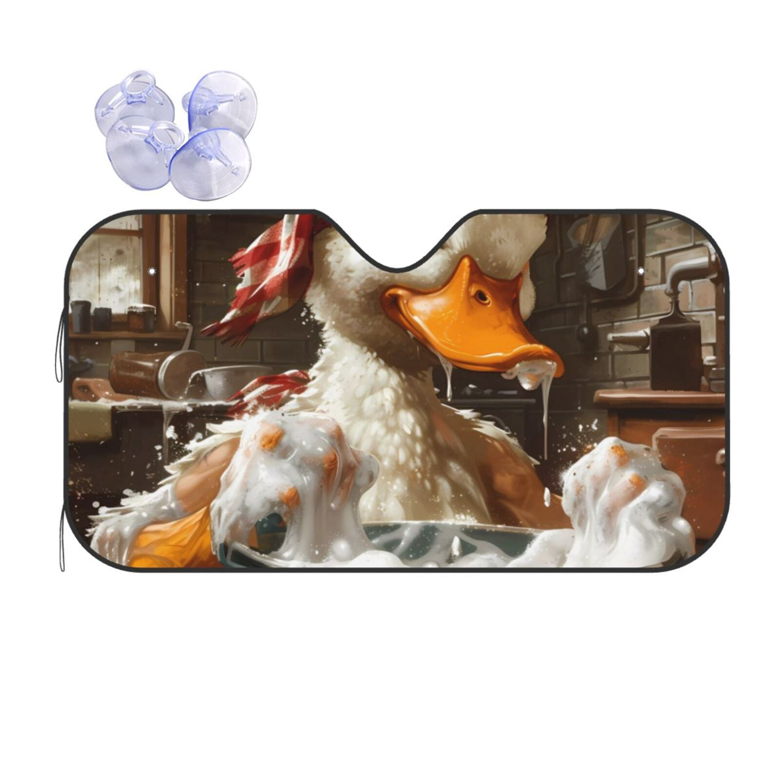 Lukts Cartoon Scottish Duck Car Windshield Sun Shade with Storage Pouch ...