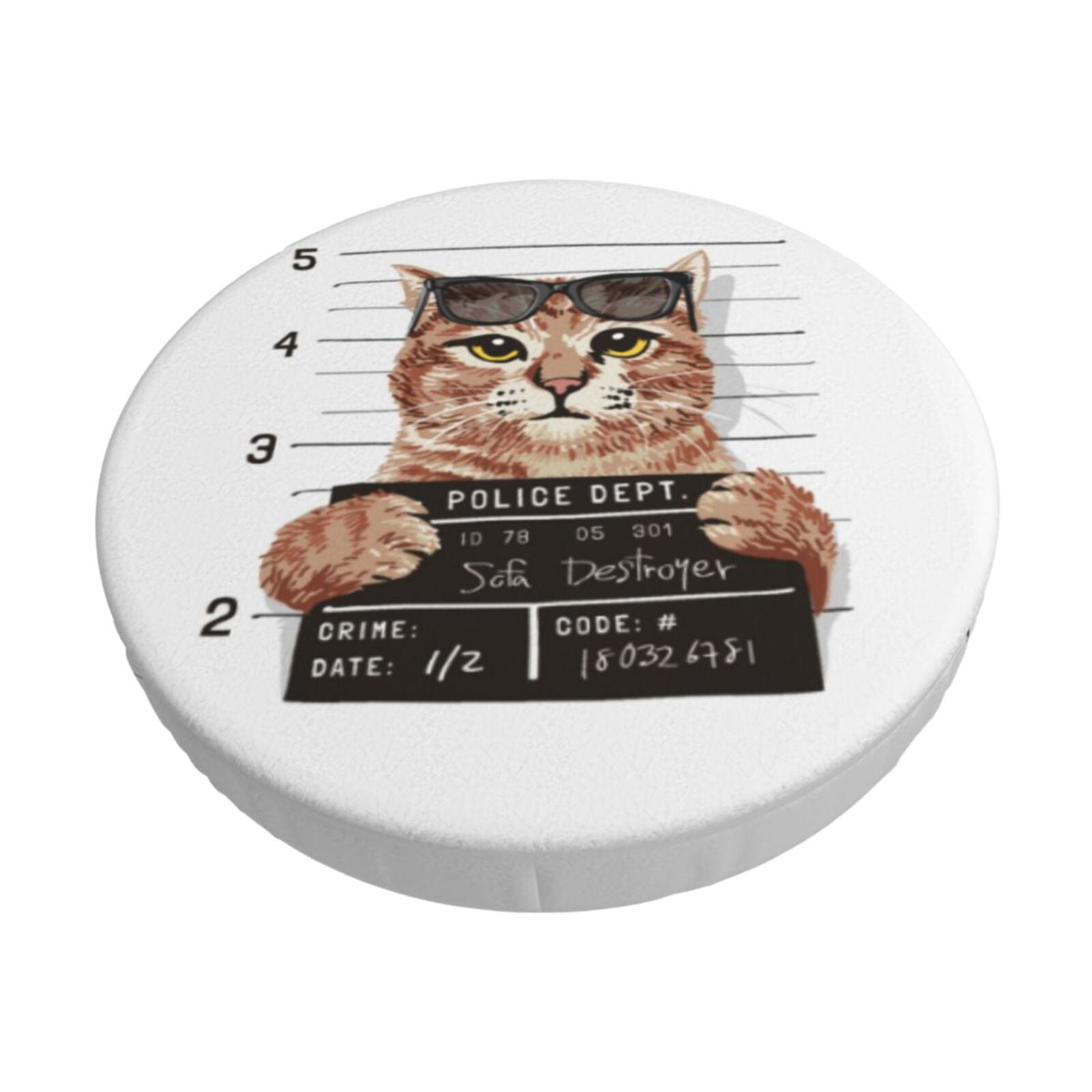 Lukts Cat Holding Mugshot Sign Bar Stool Covers 12"-14" Round Crease ...