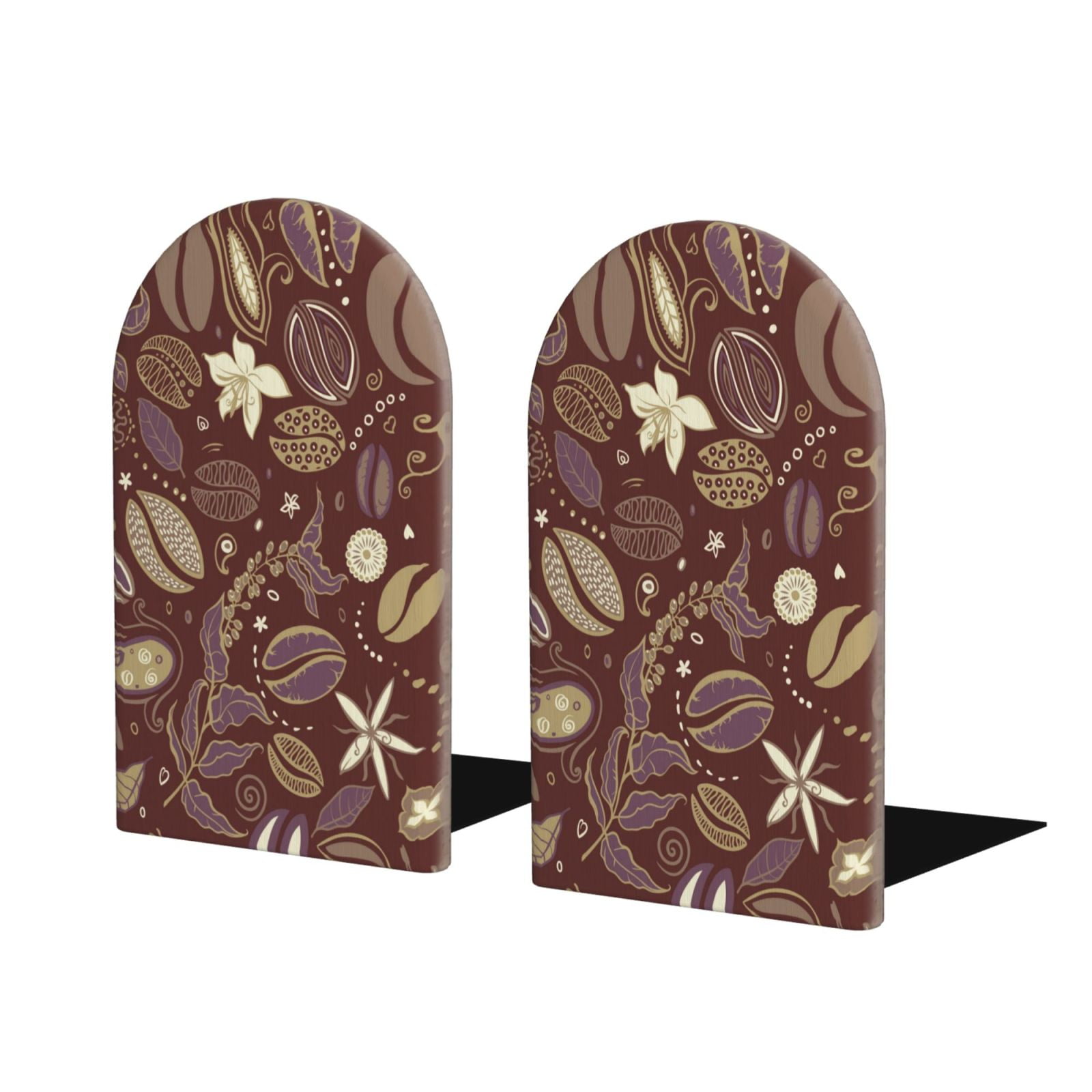 Lukts Coffee and Flowers Print Wood Bookends,Non-Skid Bookend for ...