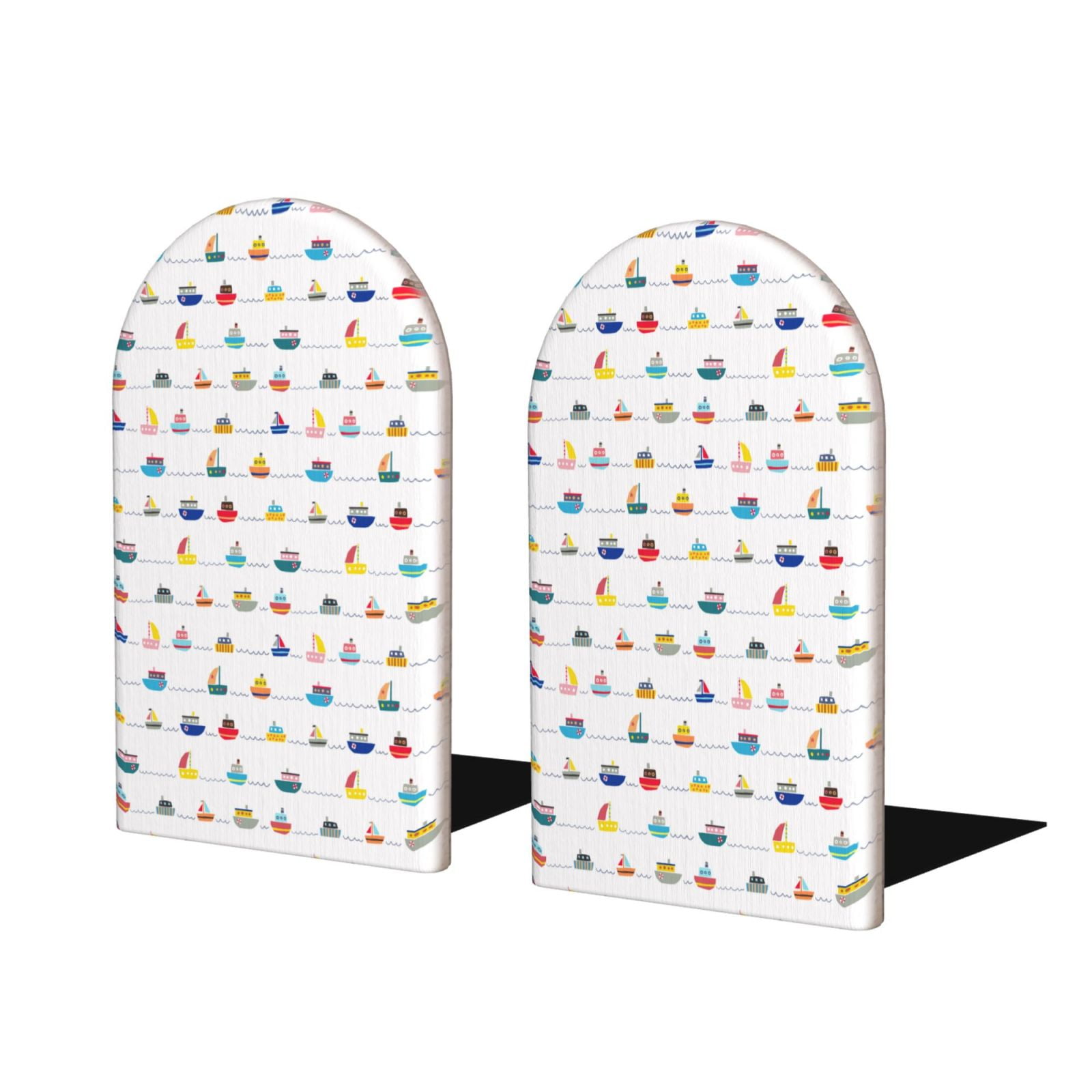 Lukts Color Ships Print Wood Bookends,Non-Skid Bookend for Shelves ...