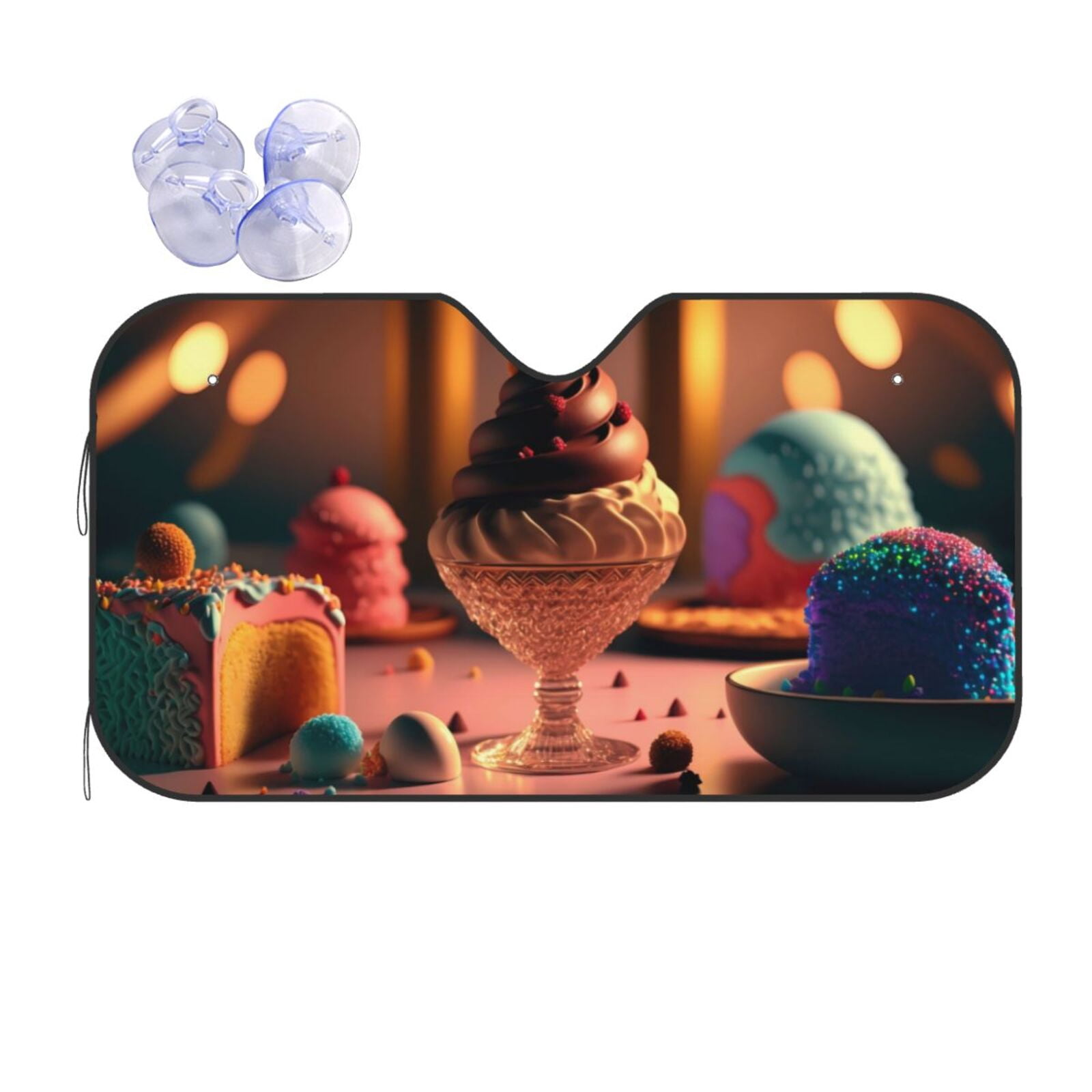 Lukts Colorful Cake Ice Cream Car Windshield Sun Shade with Storage ...