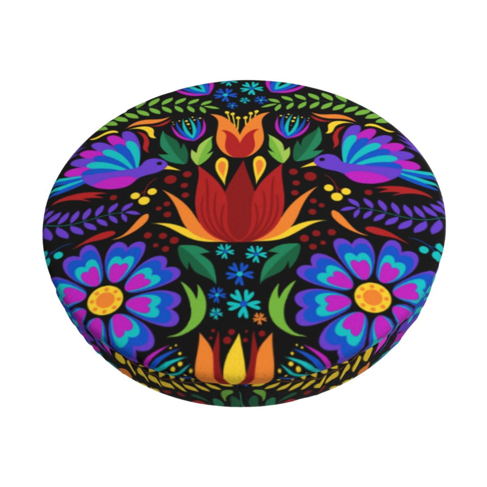 Lukts Colorful Floral Bar Stool Covers 12"-14" Round Crease-Resistant ...