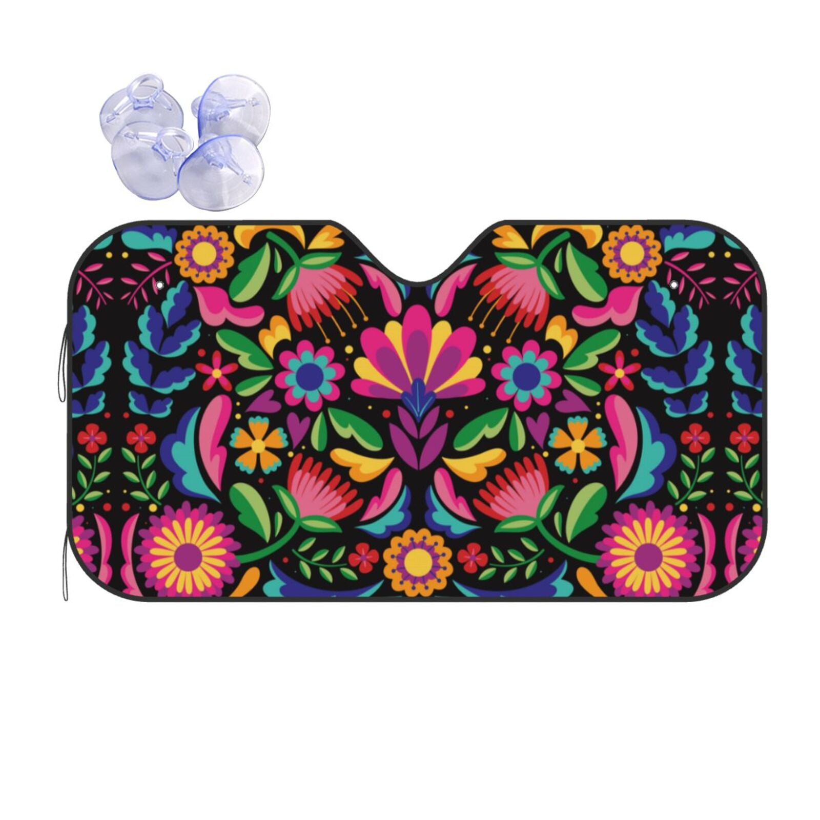 Lukts Colorful Floral Embroidery Mexican Car Windshield Sun Shade With ...