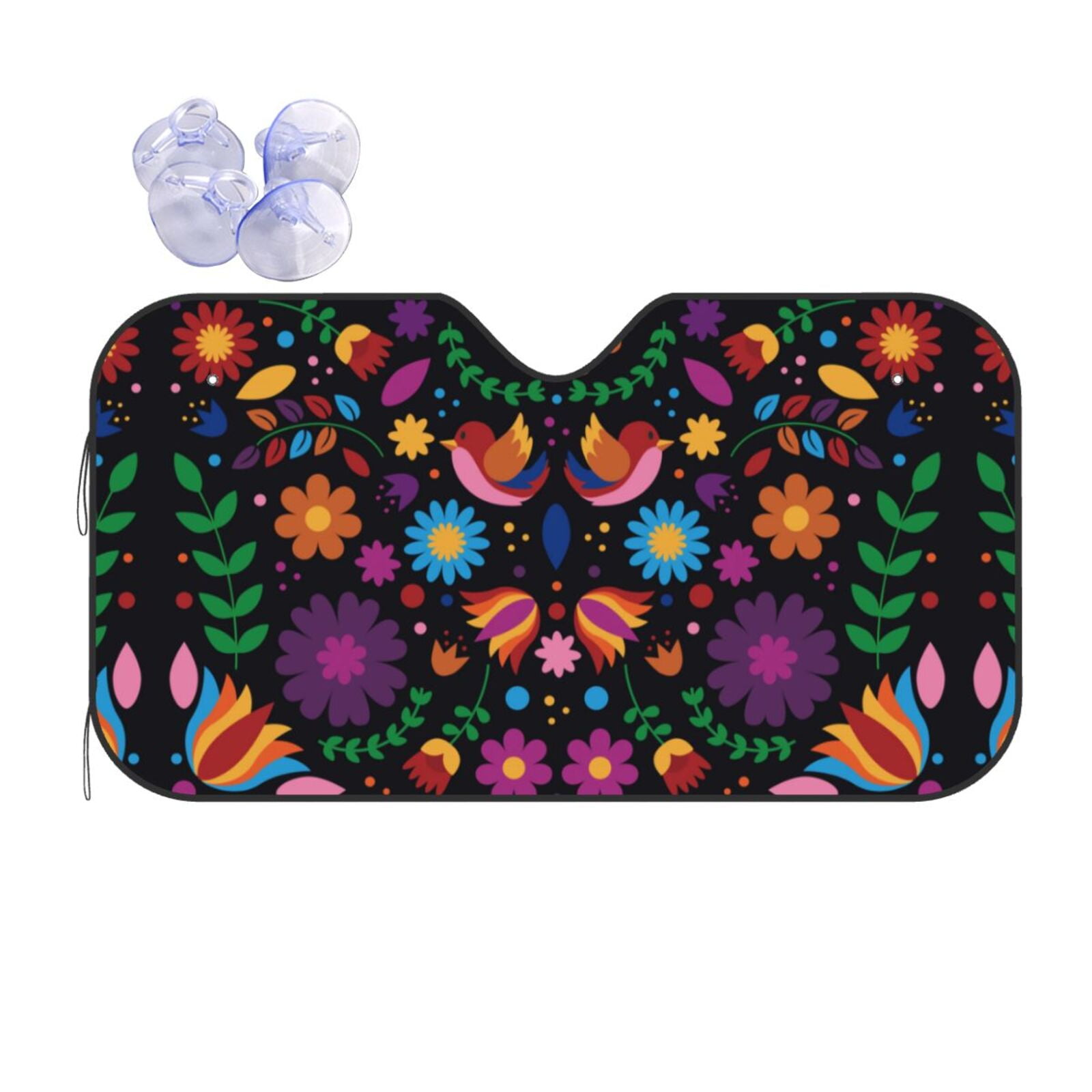 Lukts Colorful Floral2 Car Windshield Sun Shade With Storage Pouch ...
