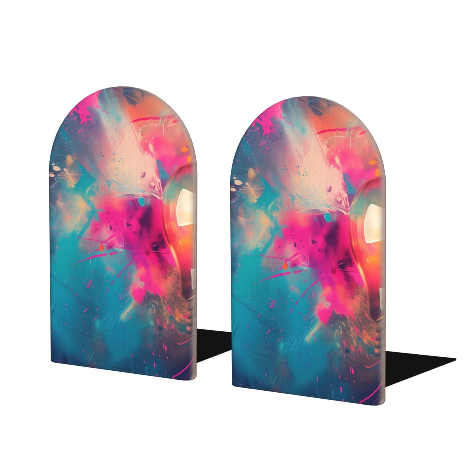 Lukts Colorful Lightbulb Abstract Print Wood Bookends,Non-Skid Bookend ...