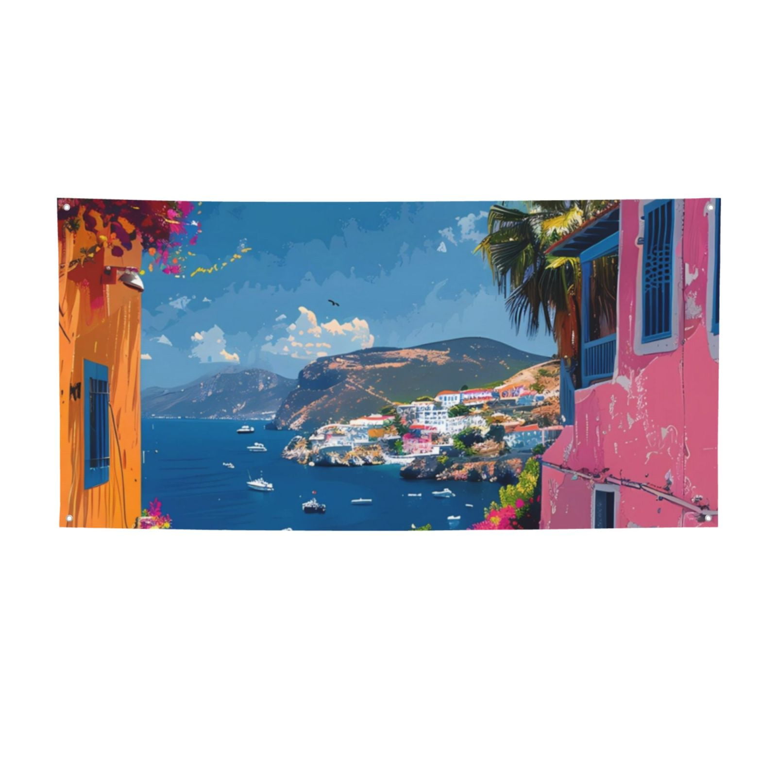 Lukts Colorful Mediterranean Village Print Banners and Signs for ...