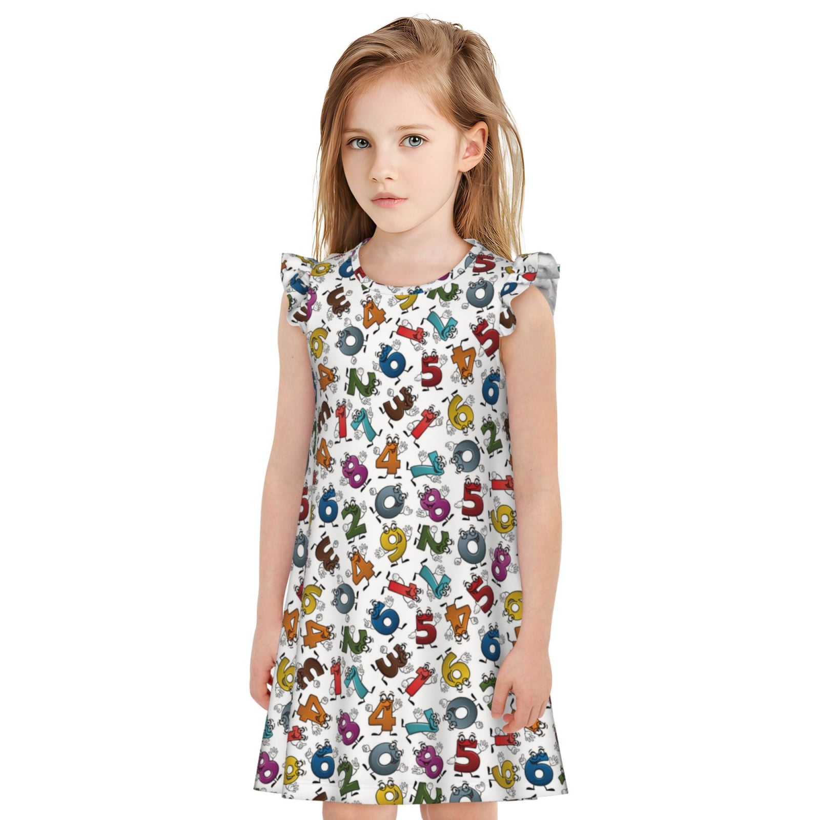 Lukts Colorful Numbers print Nightgowns for Girls，Elegant Princess ...