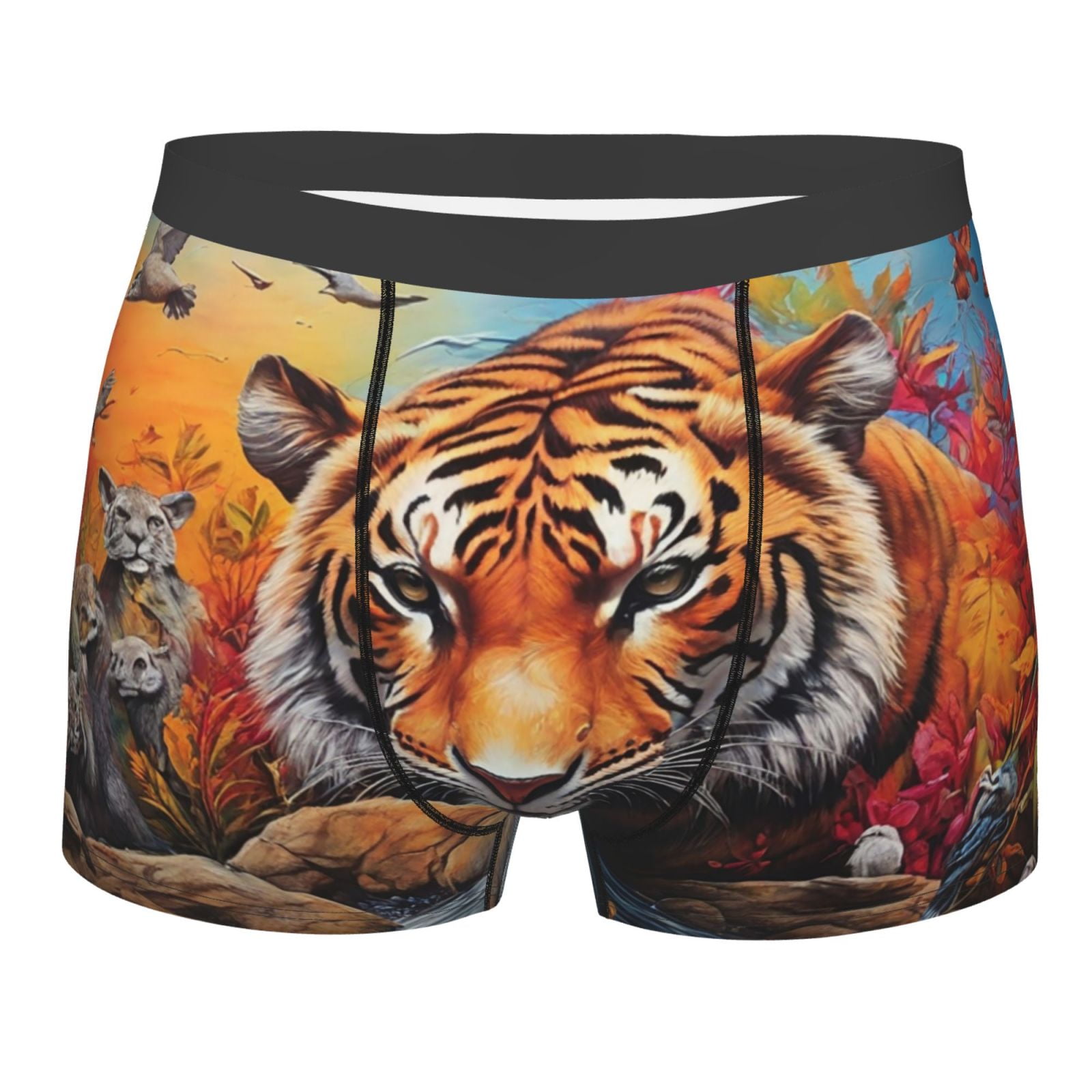 Lukts Colorful Plant Tiger Men's Underwear Covered Waistband Boxer ...