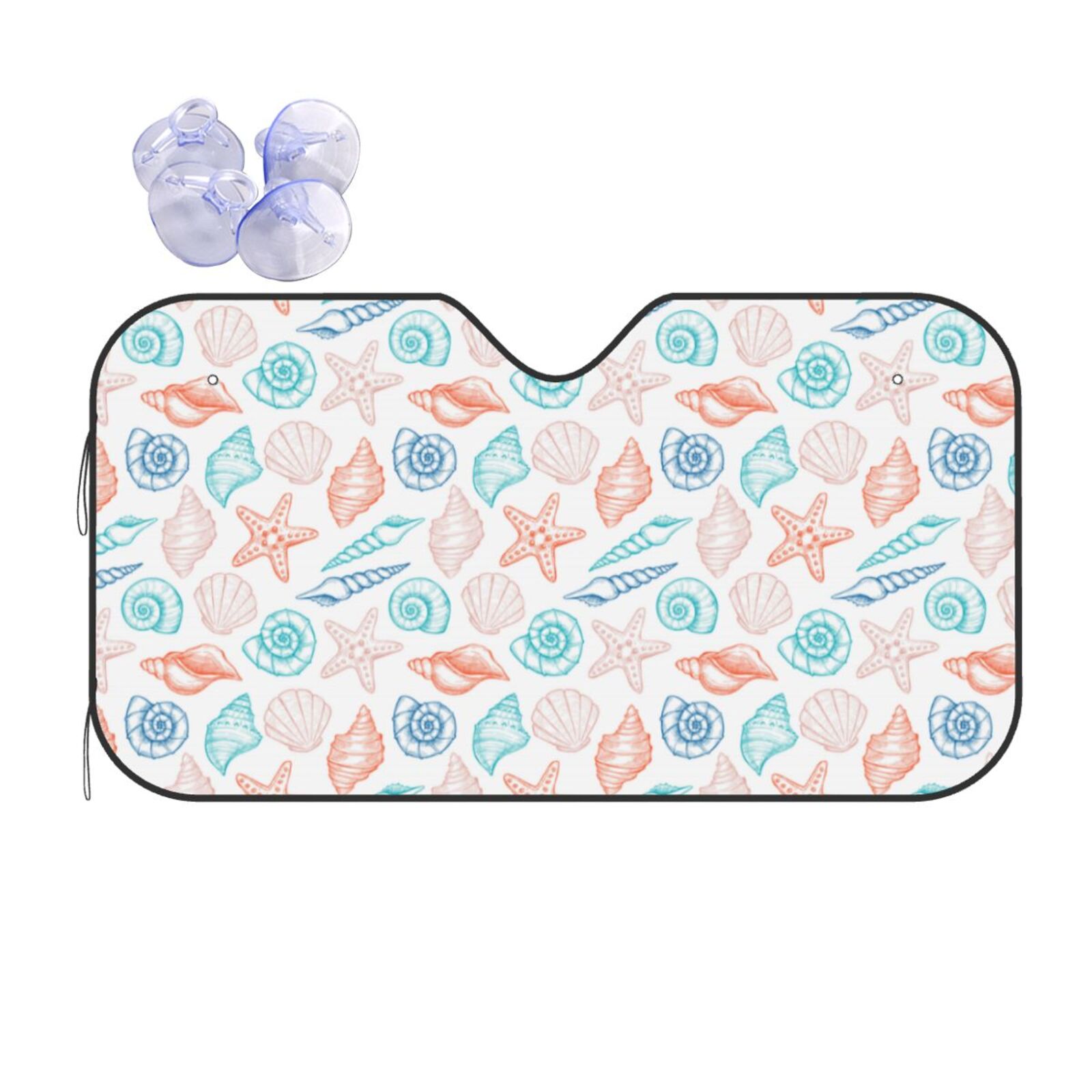Lukts Colorful Seashells1 Car Windshield Sun Shade With Storage Pouch ...