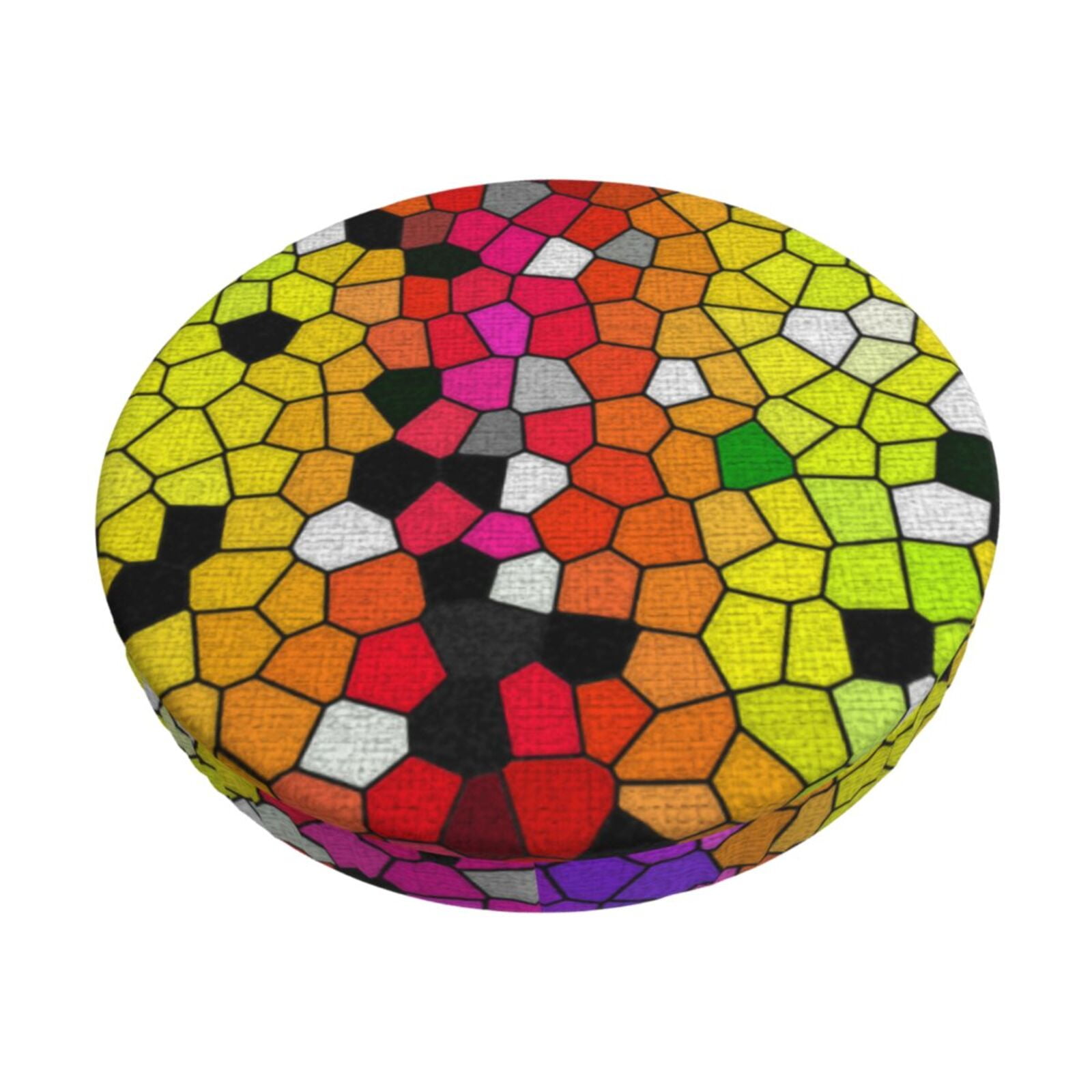 Lukts Colorful Tie Dye Stained Glass 1 Bar Stool Covers 12"-14" Round ...