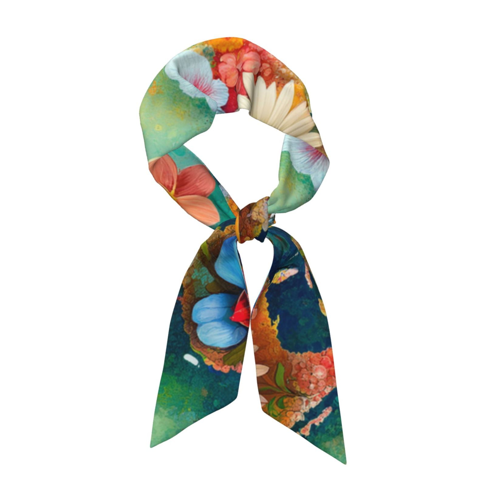 Lukts Colorful World Map Pattern Scarf Ribbon Neck Scarf Satin Scarf ...