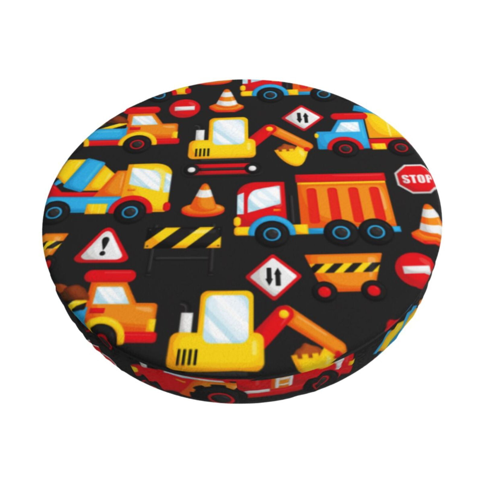 Lukts Construction Truck Bar Stool Covers 12"-14" Round Crease ...