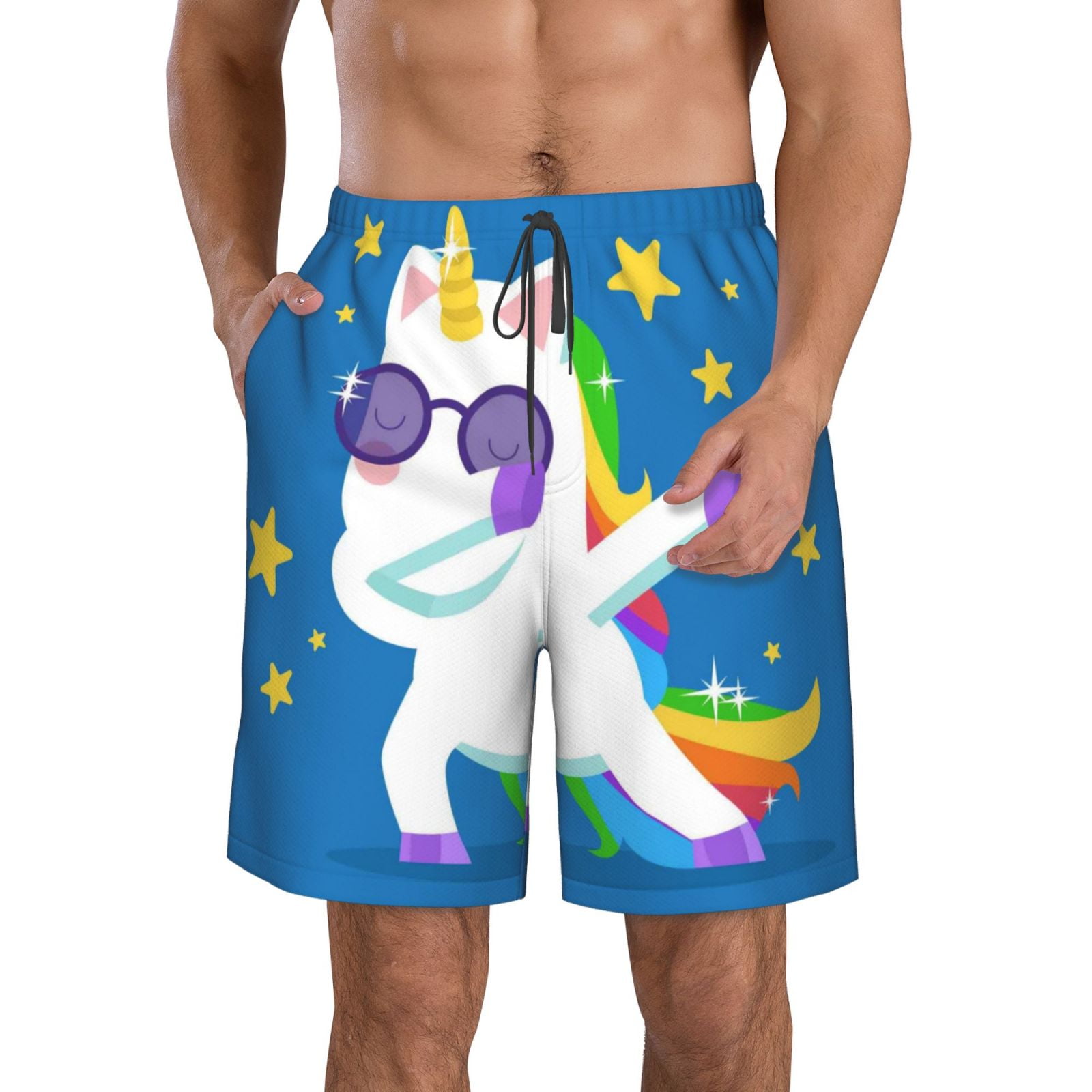 Lukts Cool Unicorn Star Golden Mens Swim Trunks Quick Dry Swim Shorts ...