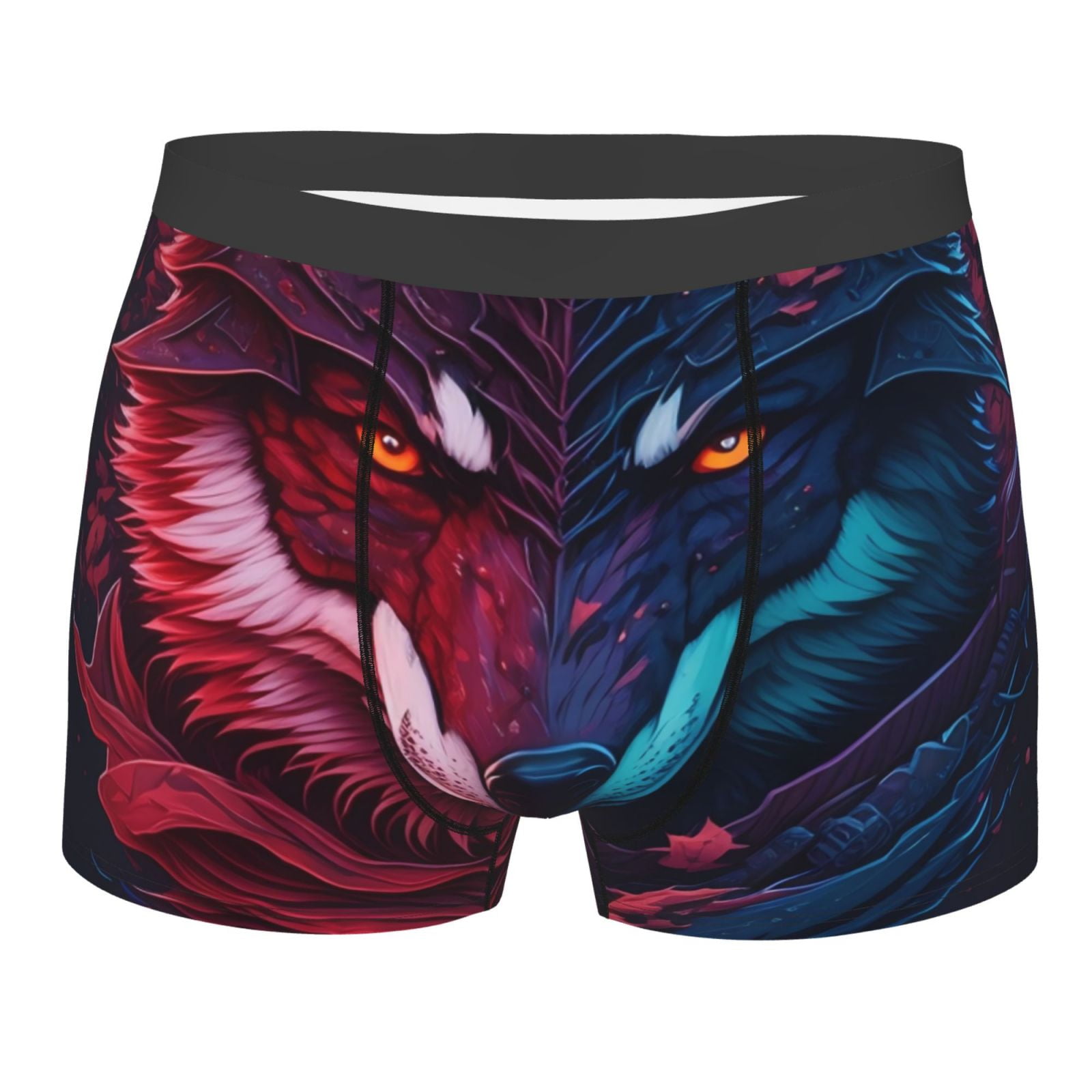 Lukts Cool Wolf Head Men's Underwear Covered Waistband Boxer Briefs ...