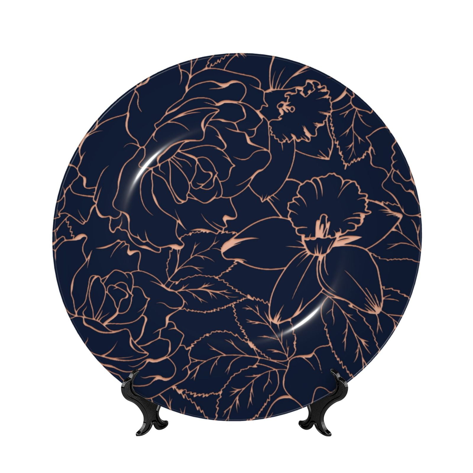 Lukts Copper-Gold Gloss Outline Flower for Bone China Decorative Plates ...