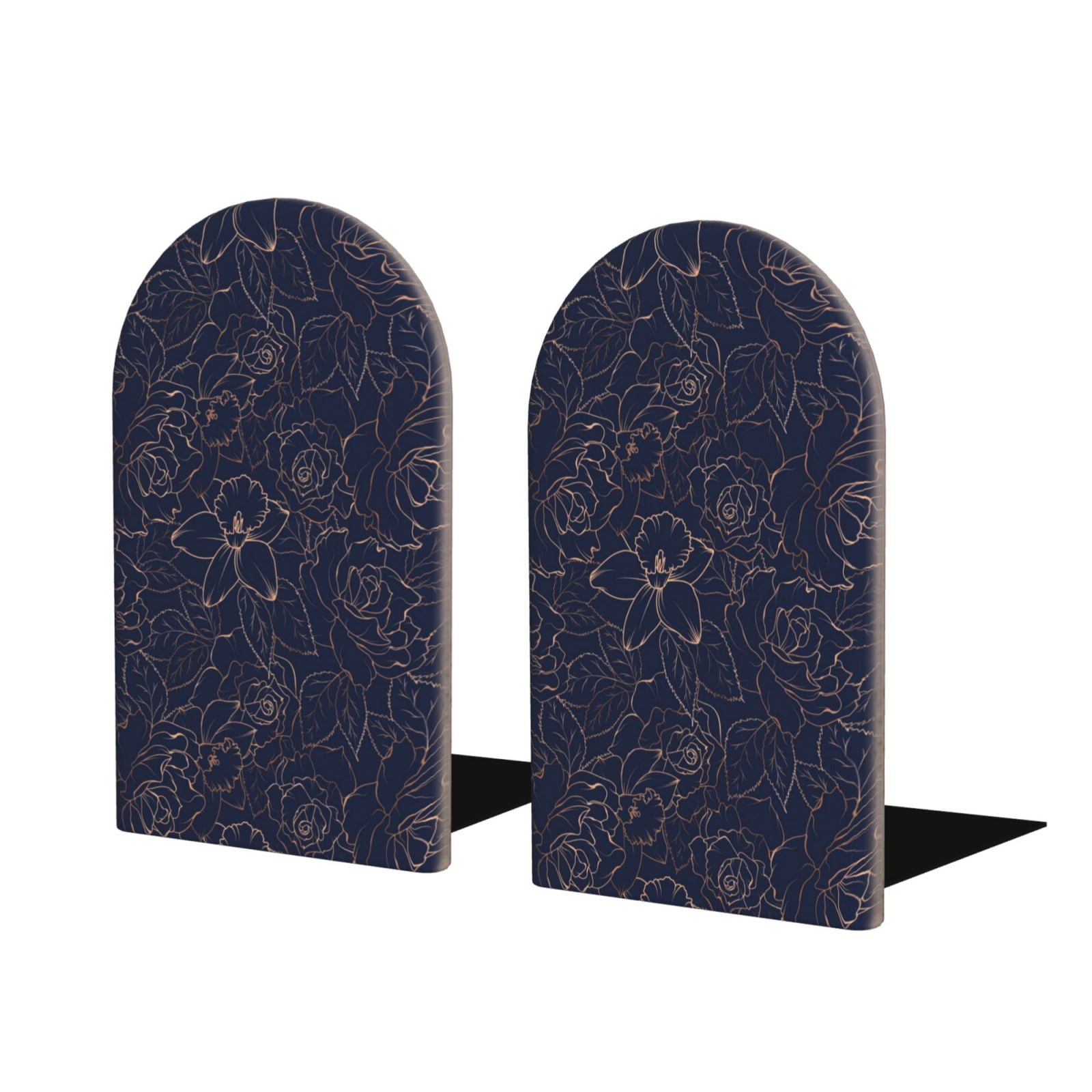 Lukts Copper-Gold Gloss Outline Navy Dark Blue Print Wood Bookends,Non ...