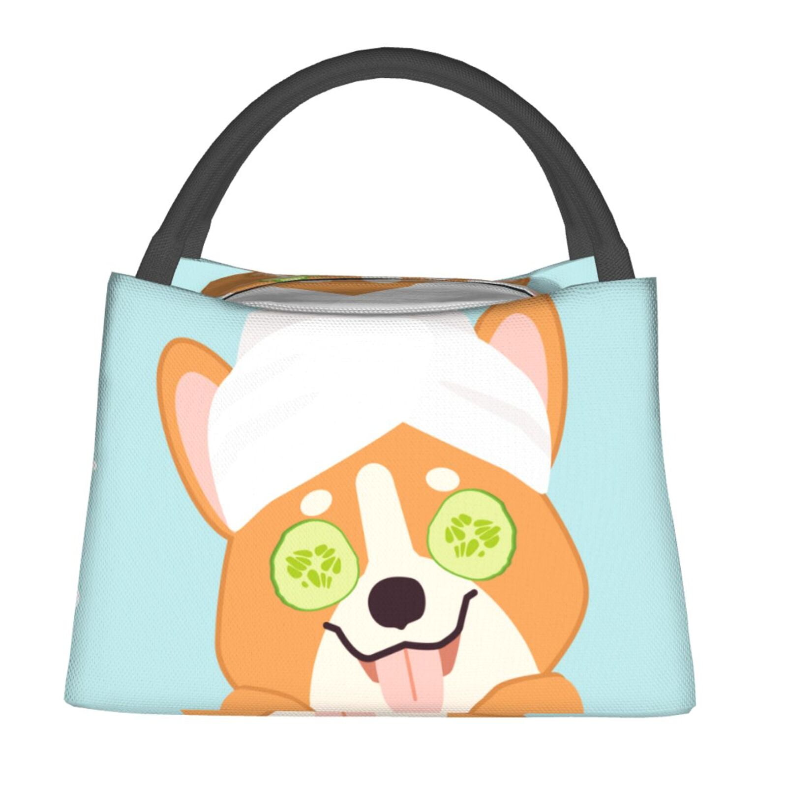 Lukts Corgi With Towel Ans Slice Cucumber Pattern Small Lunch Bag for ...
