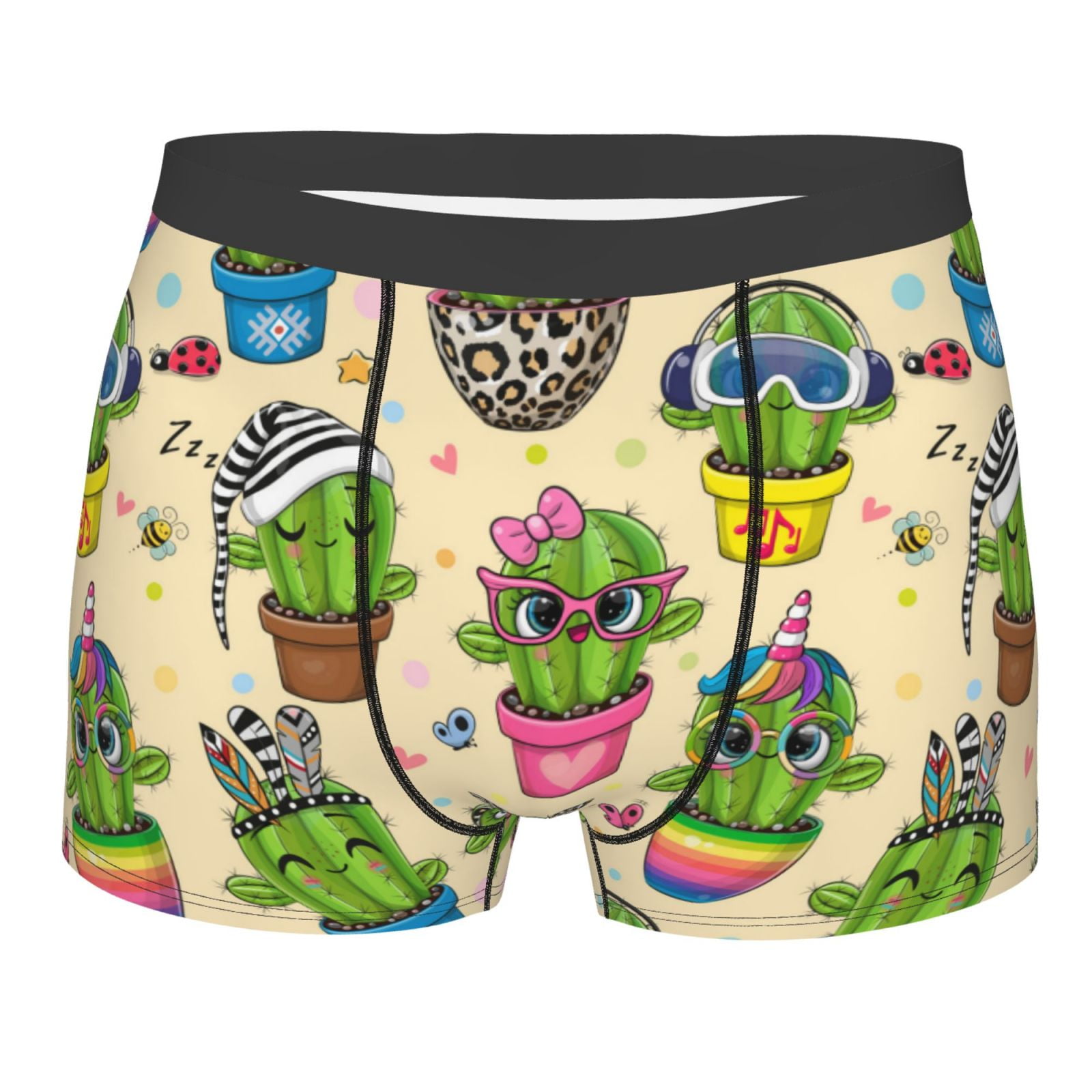 Lukts Cute Cartoon Cactus Men's Underwear Covered Waistband Boxer ...