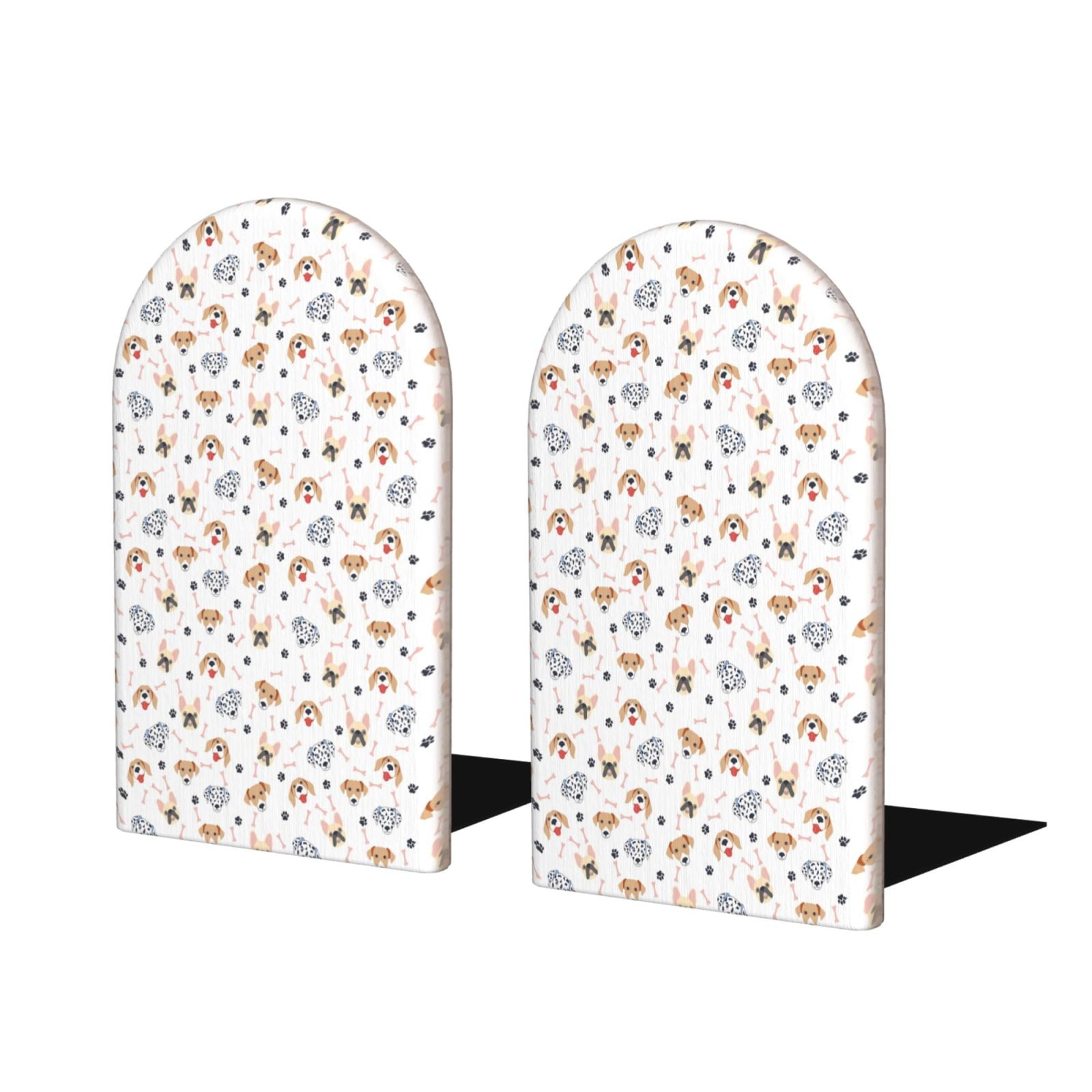 Lukts Cute Cartoon Dogs Print Wood Bookends,Non-Skid Bookend for ...