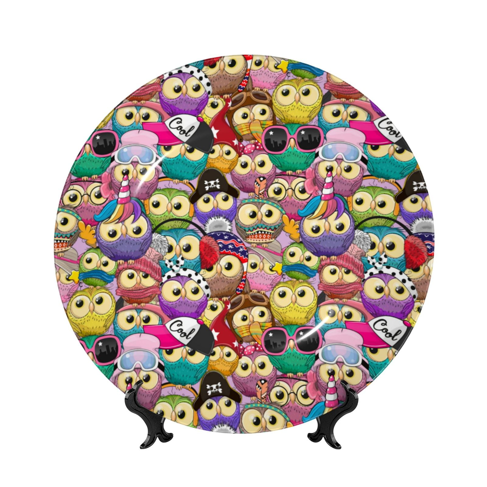 Lukts Cute Cartoon Owls for Bone China Decorative Plates, Ceramic ...