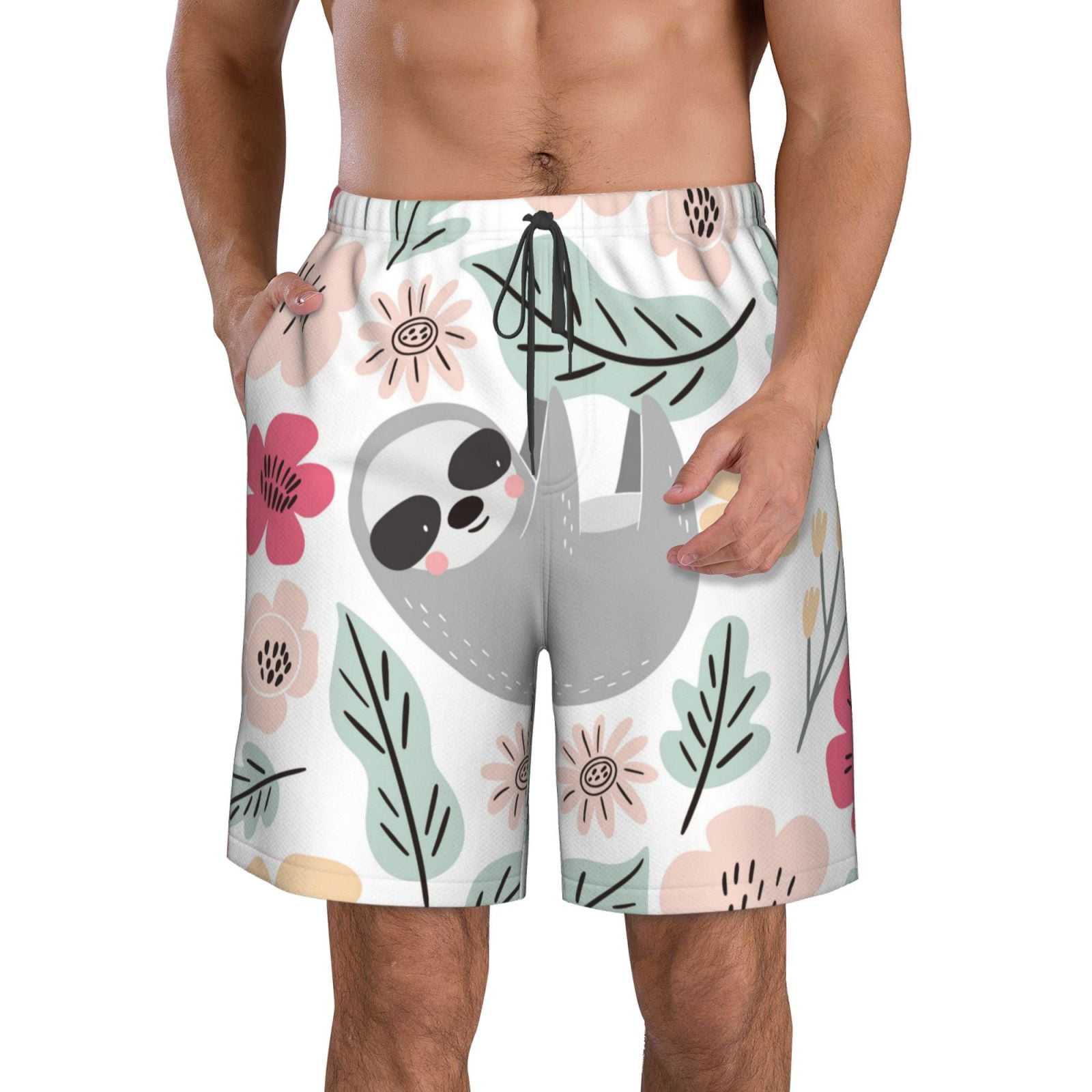 Lukts Cute Cartoon Sloth Mens Swim Trunks Quick Dry Swim Shorts With ...